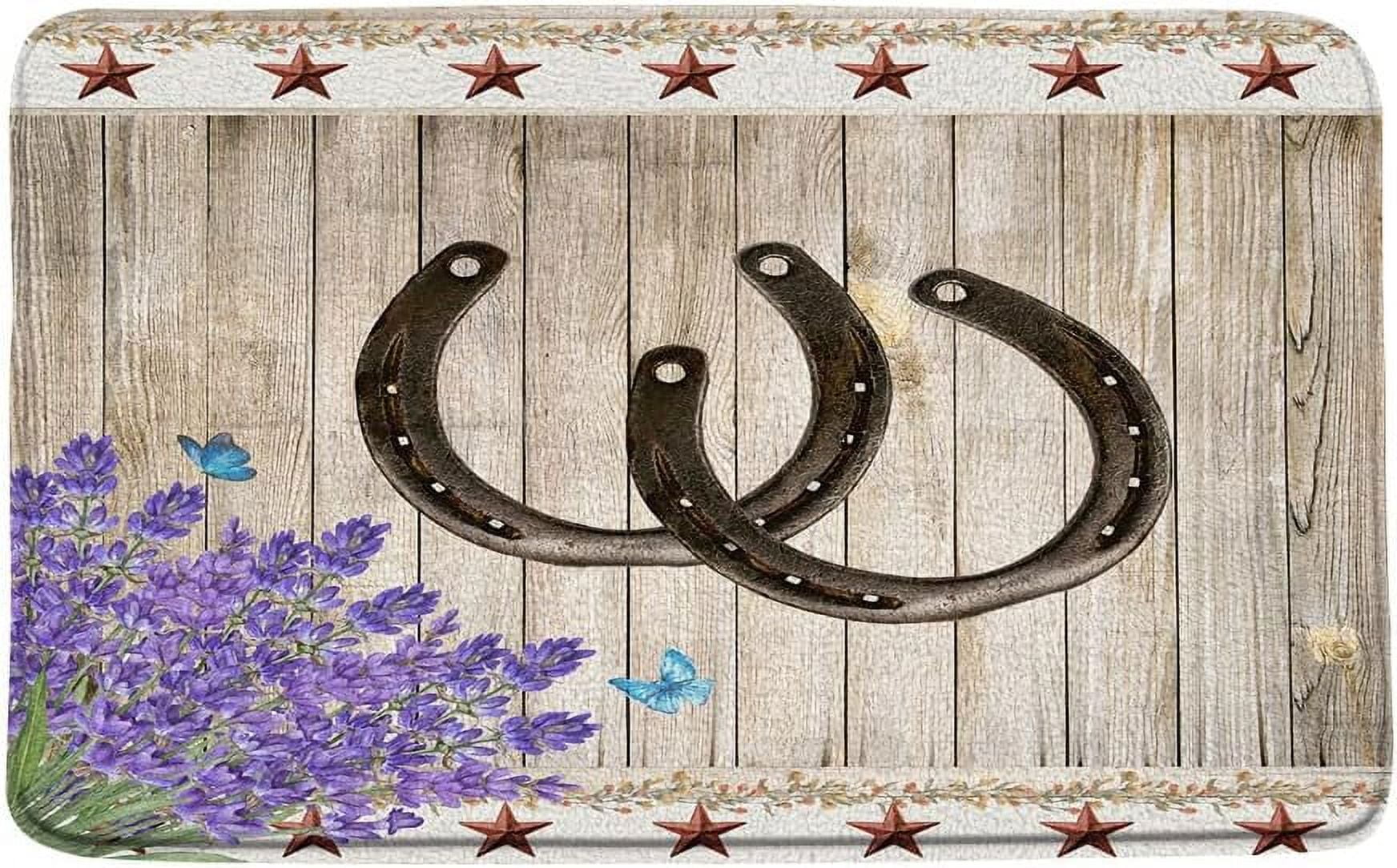 Rustic Horseshoe Bath Mat Primitive Country Western Texas Star Berry ...