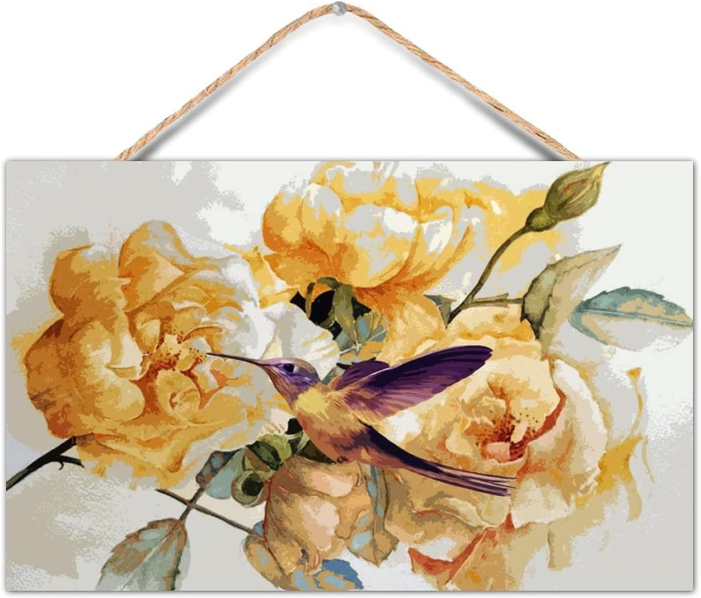 Rustic Hummingbird And Flower Art Wood Sign Wall Decor Vintage ...