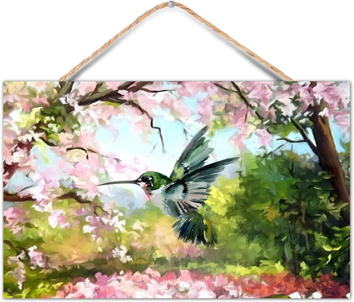 Rustic Hummingbird And Flower Art Wood Sign Wall Decor Vintage ...