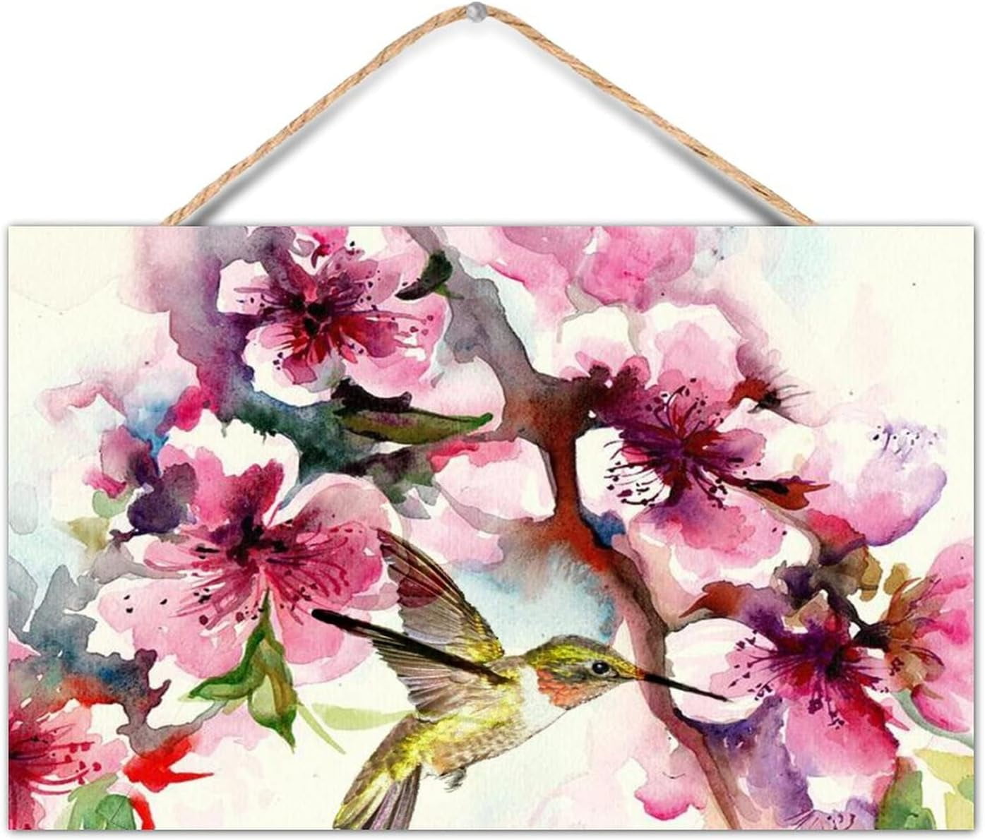 Rustic Hummingbird And Flower Art Wood Sign Wall Decor Vintage ...