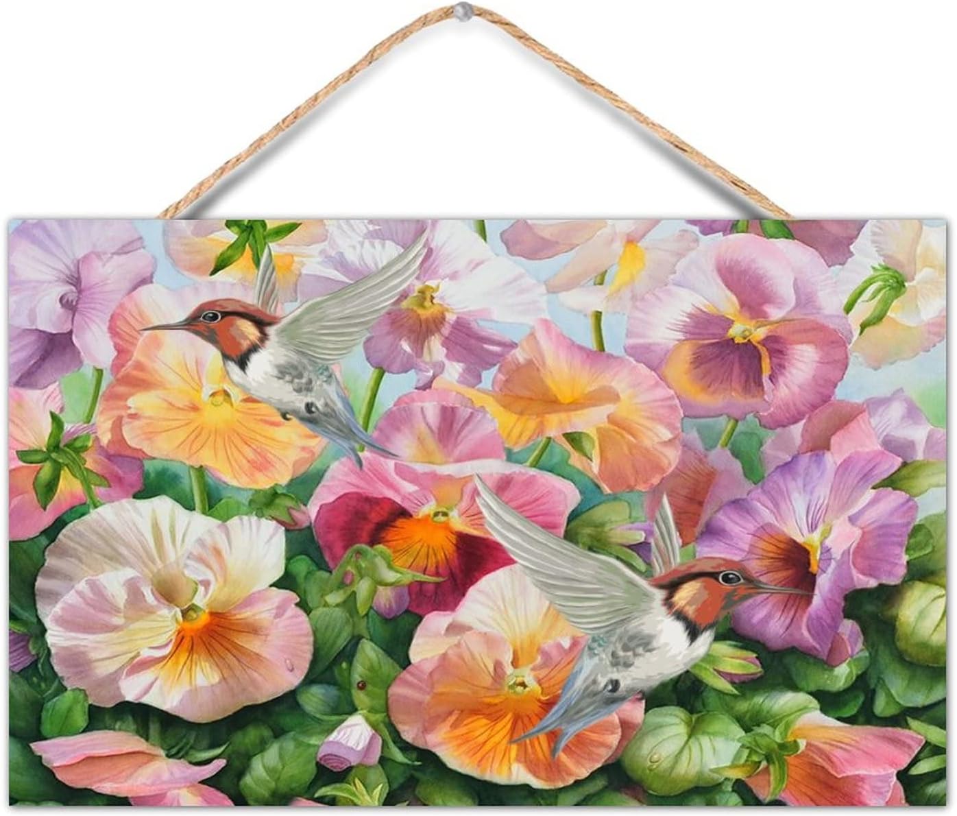 Rustic Hummingbird And Flower Art Wood Sign Wall Decor Vintage ...