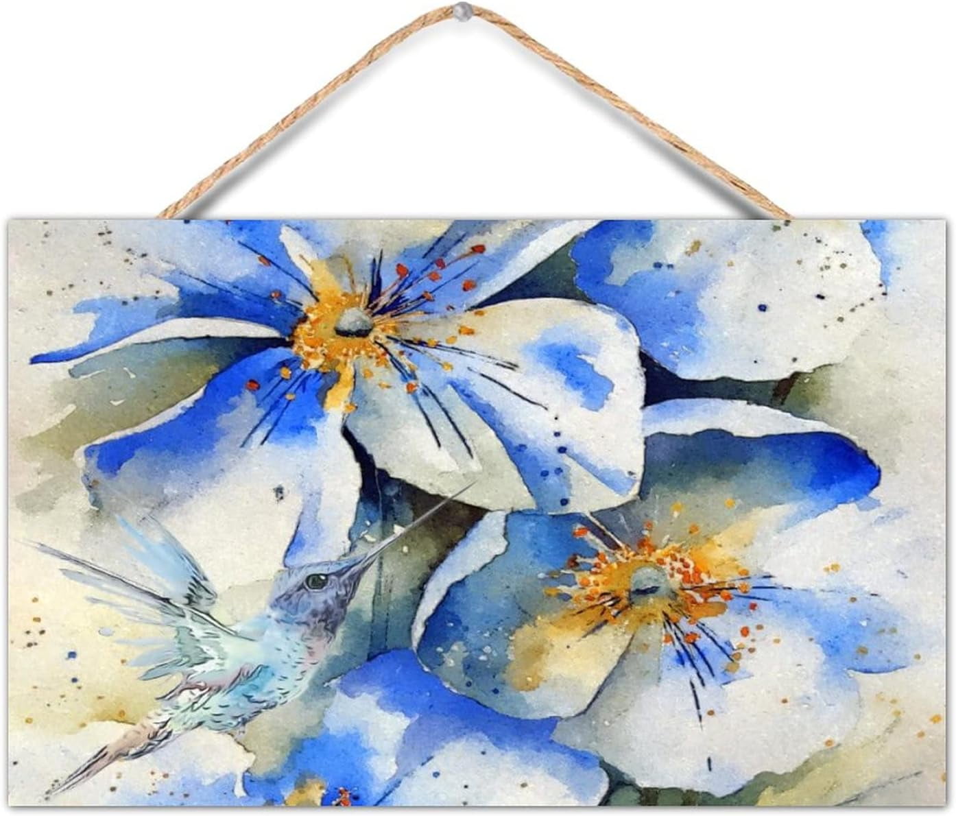 Rustic Hummingbird And Flower Art Wood Sign Wall Decor Vintage ...