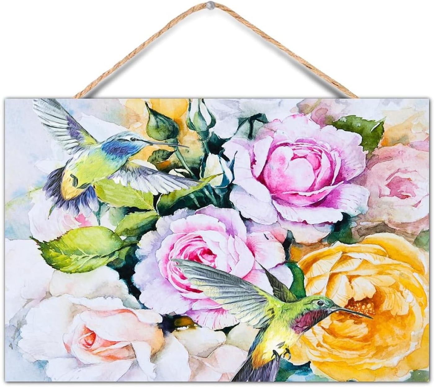 Rustic Hummingbird And Flower Art Wood Sign Wall Decor Vintage ...