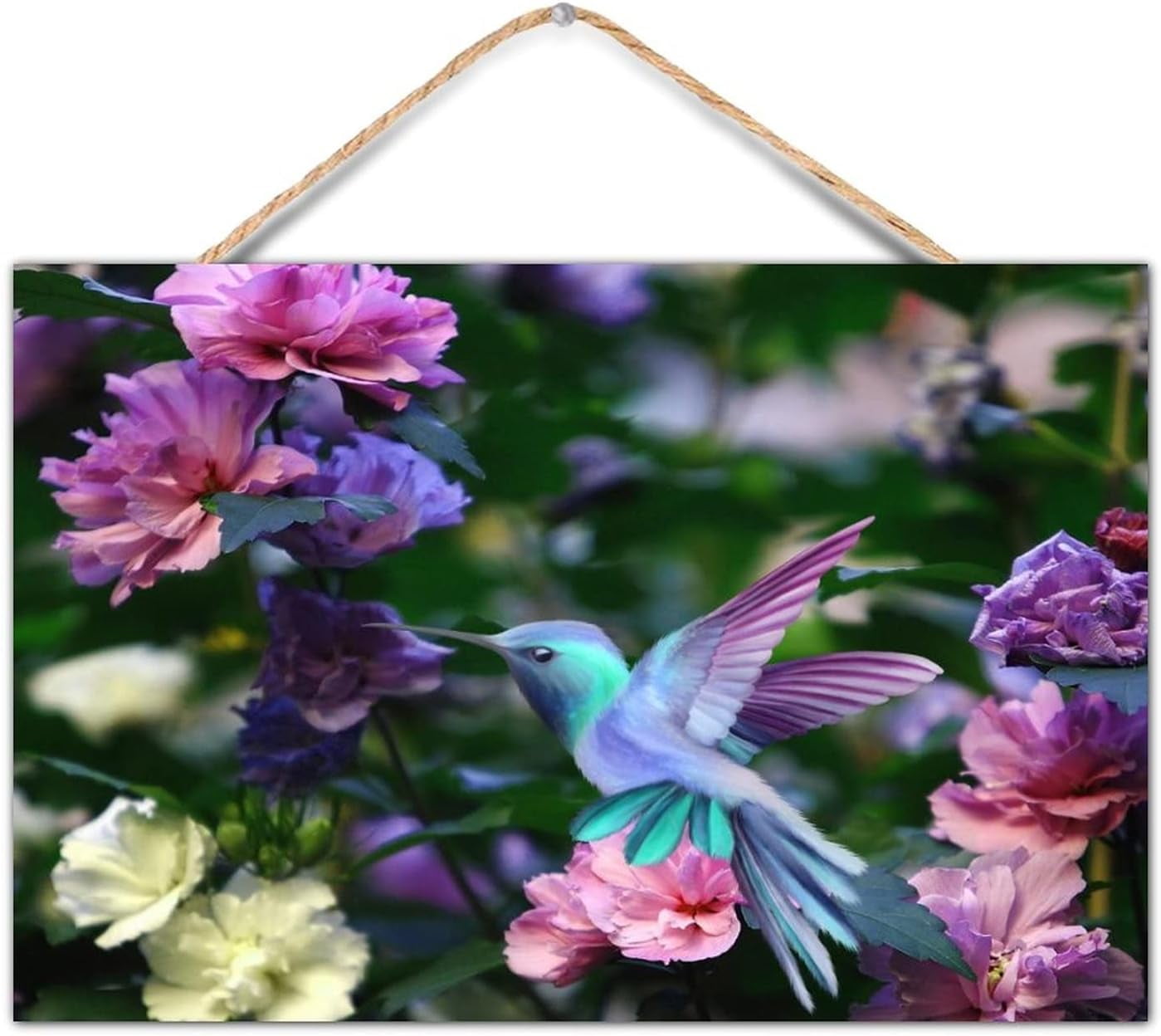 Rustic Hummingbird And Flower Art Wood Sign Wall Decor Vintage ...