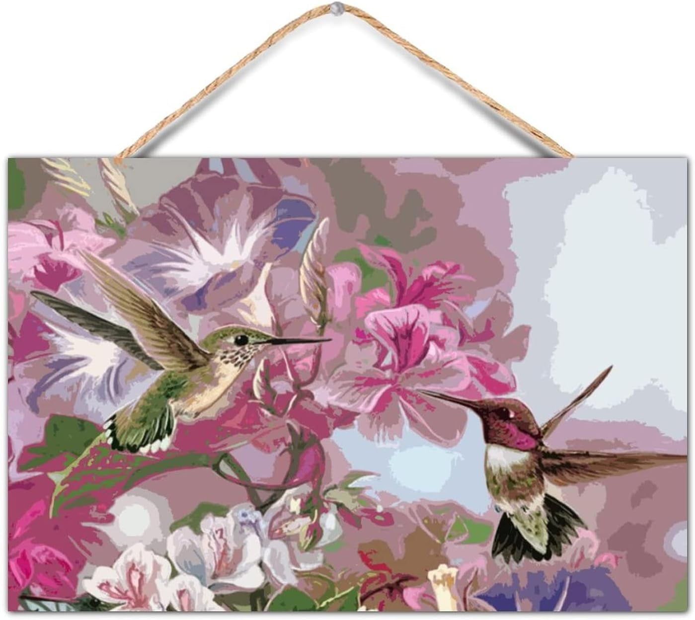 Rustic Hummingbird And Flower Art Wood Sign Wall Decor Vintage ...