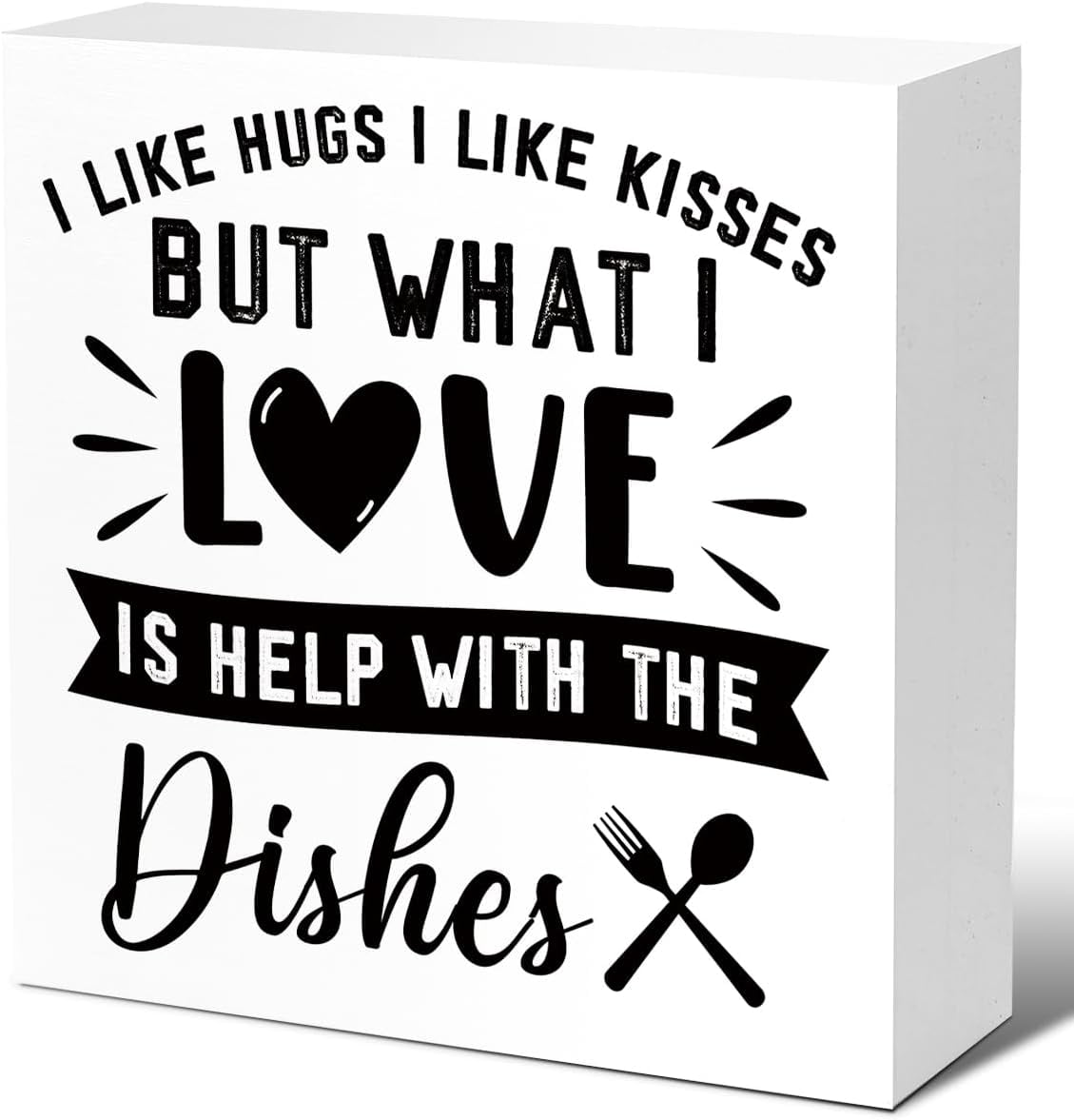 Rustic I Like Hugs I Like Kisses Kitchen Sign Decor,Kitchen Wood Block ...