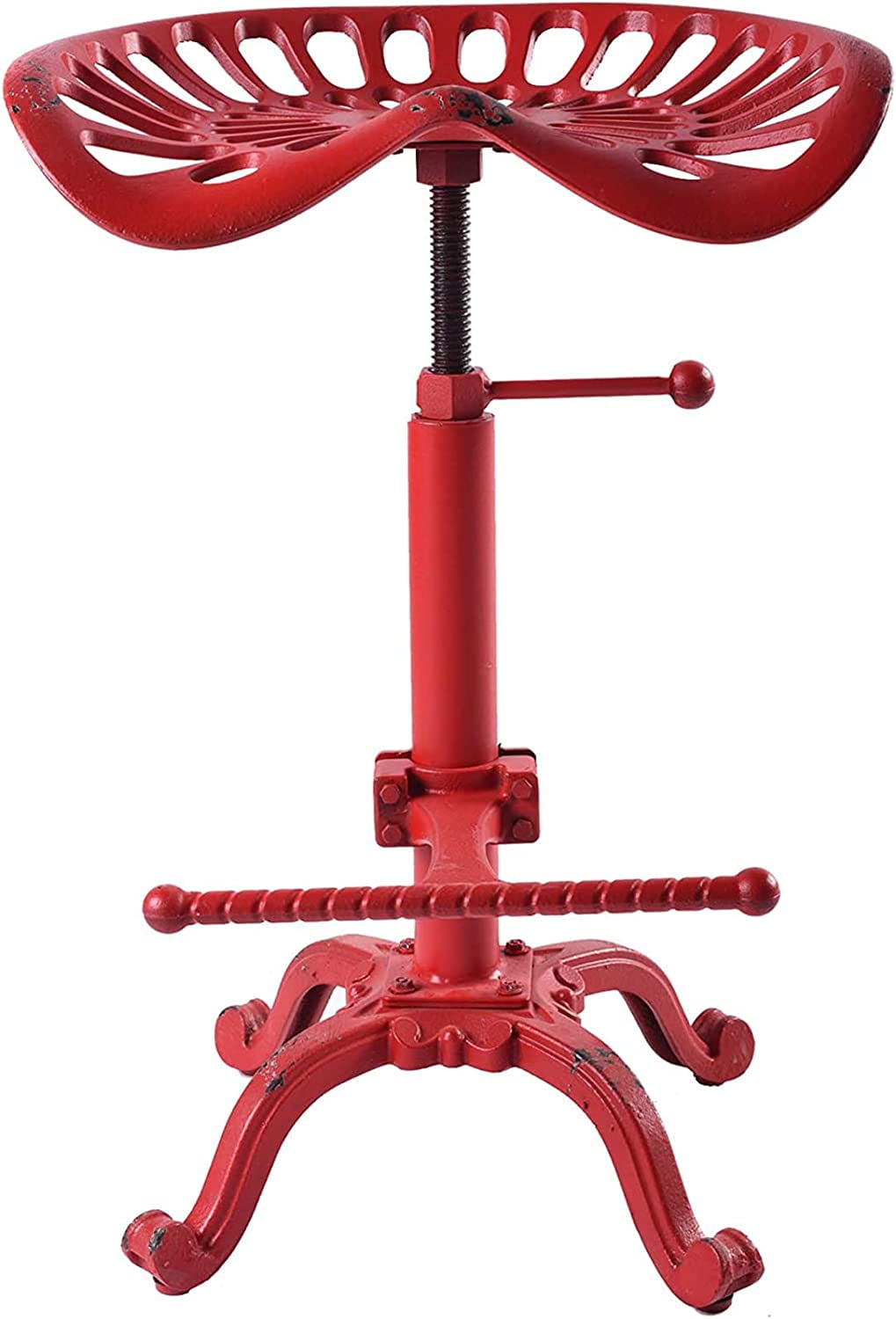 Rustic Industrial Bar Stool - Cast Iron Tractor Seat - Adjustable ...