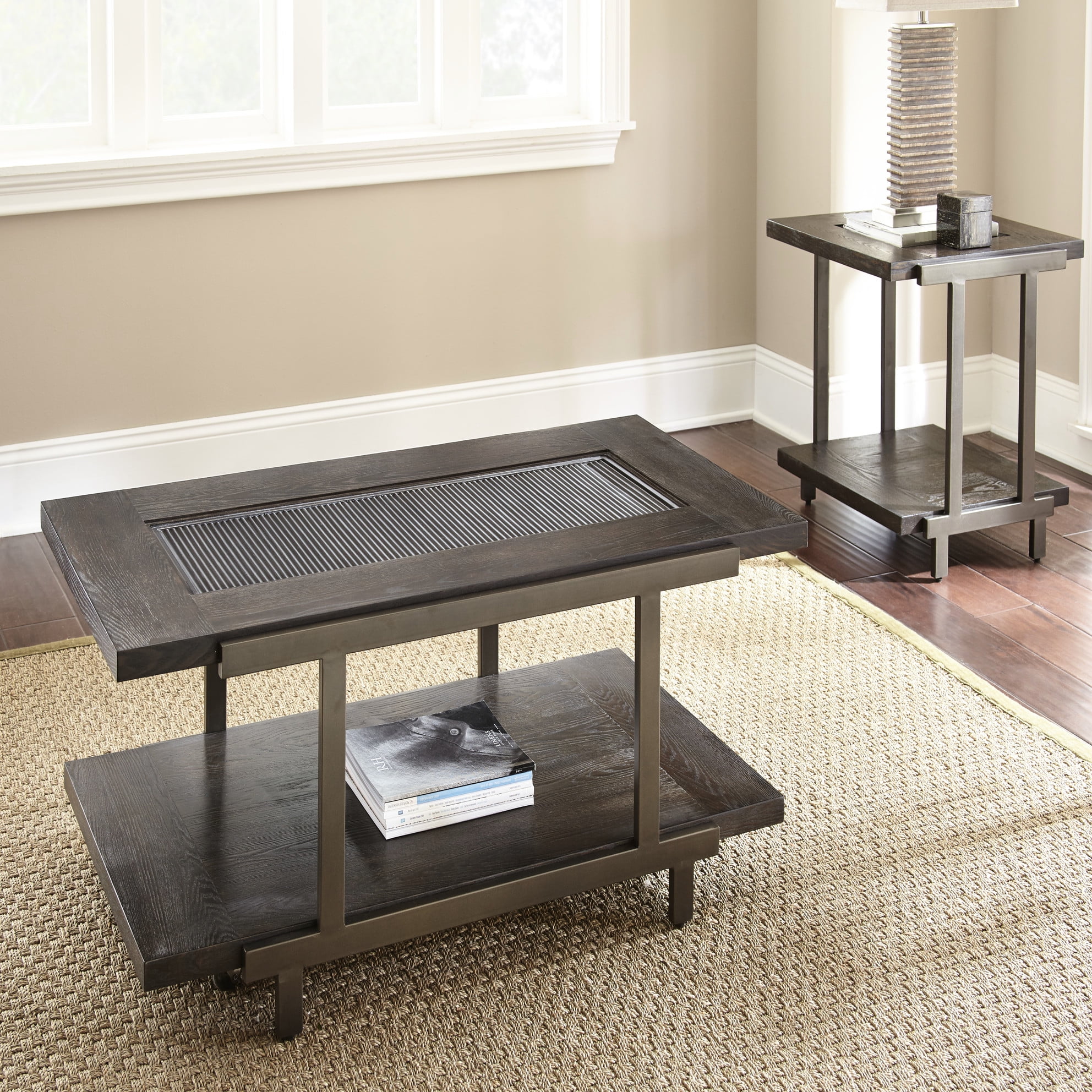 Rustic Industrial End Desk With Solid Wood Worktop And Roomy Bottom ...