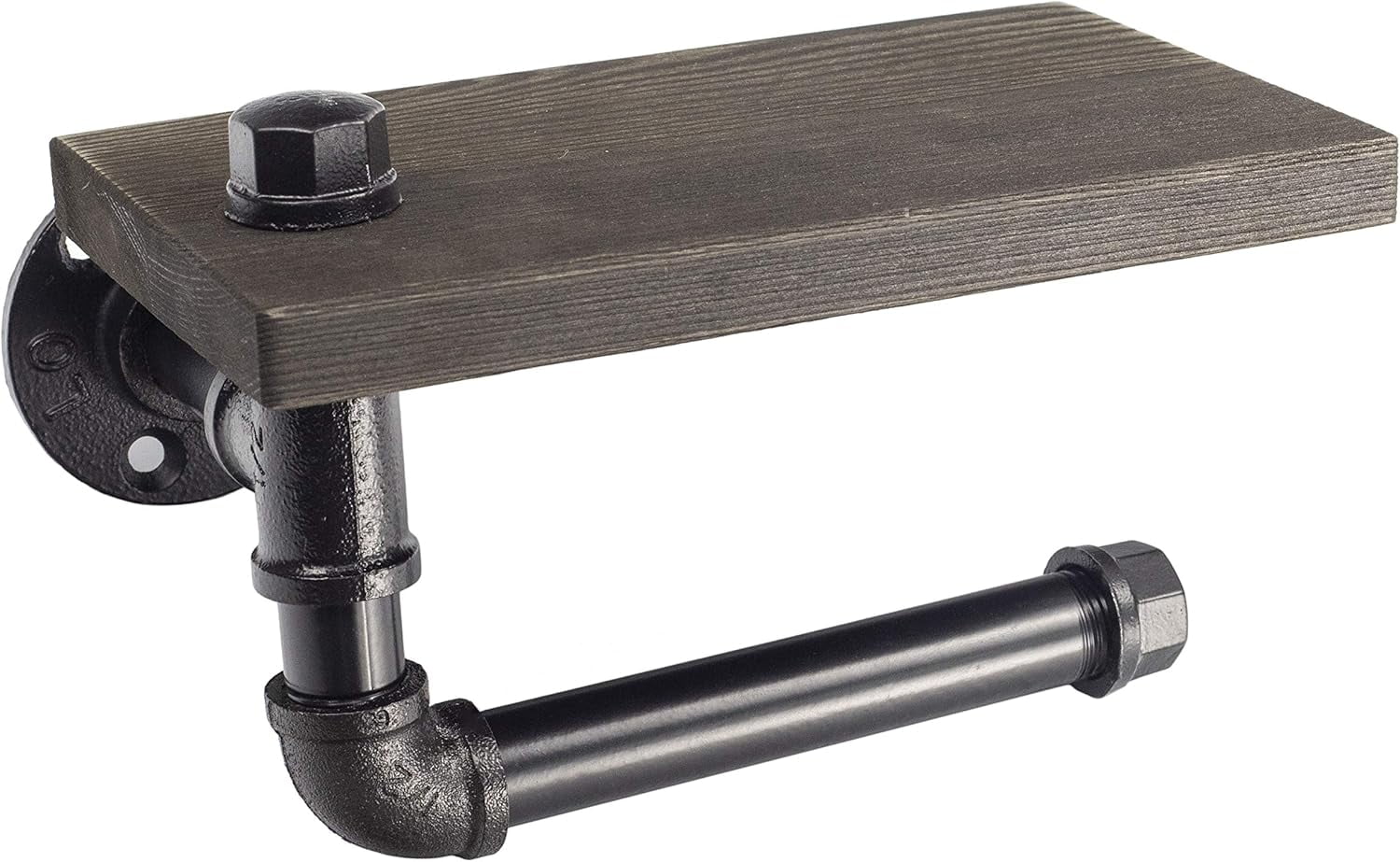 Rustic Industrial Pipe Wall Mounted Toilet Paper Holder with Screw Kit, Heavy Duty Steampunk ...