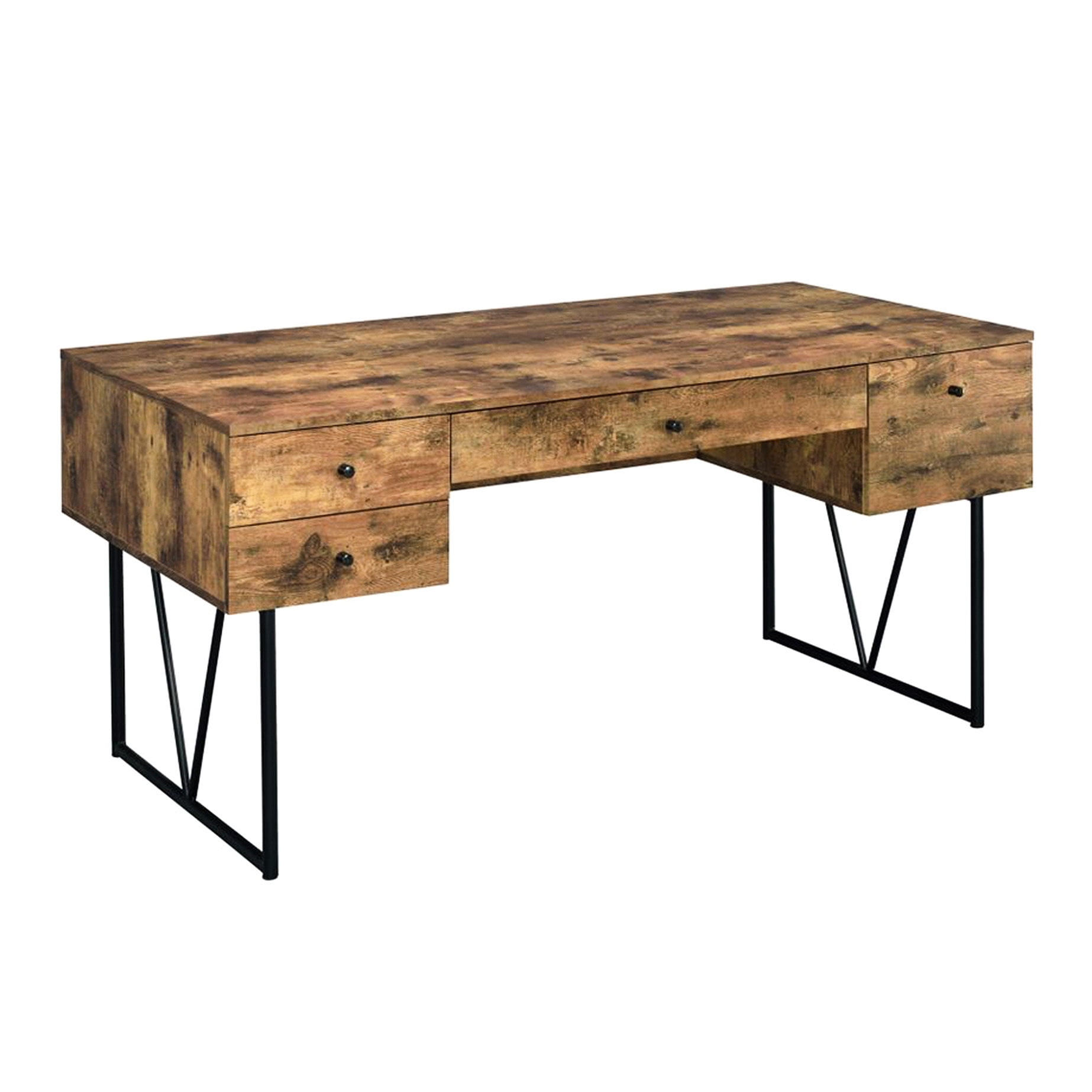 Rustic Industrial Writing Desk | Four - Drawer Design for Home Office ...