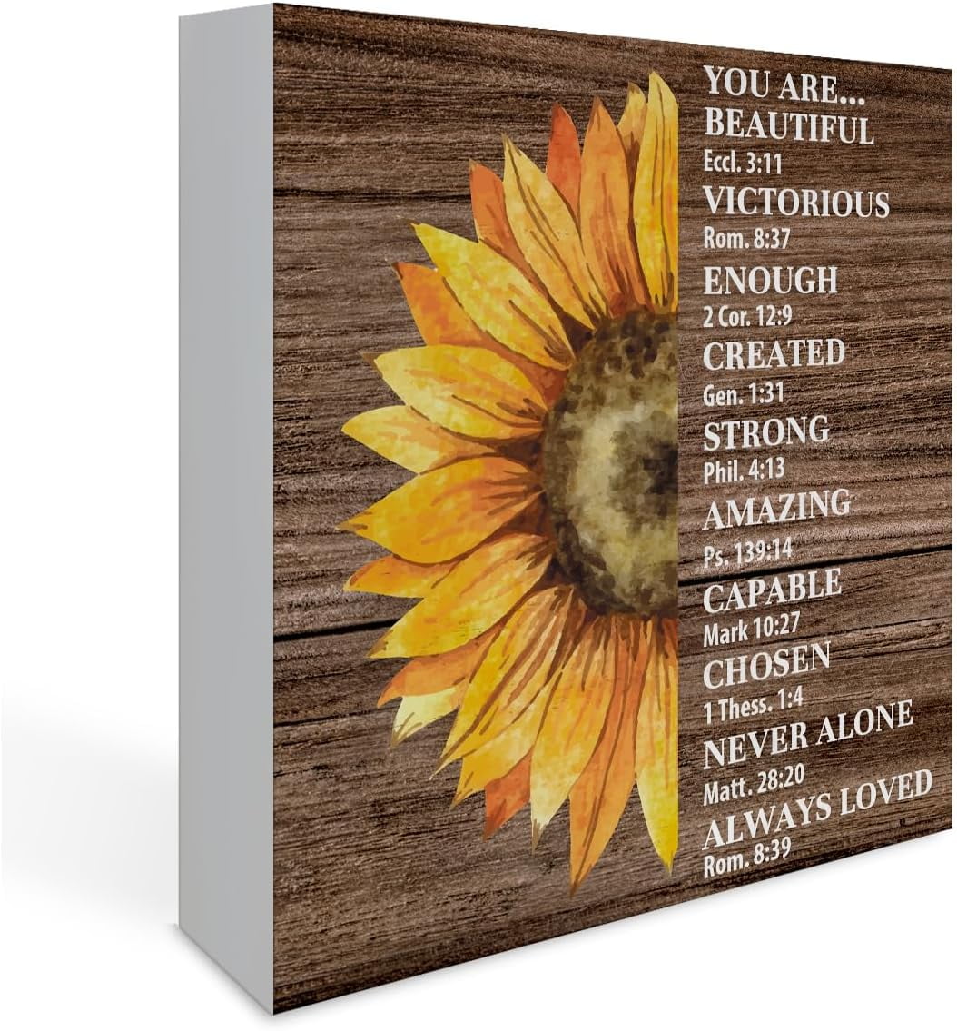 Rustic Inspirational Quote Bible Verse Wood Box Sign, Farmhouse ...