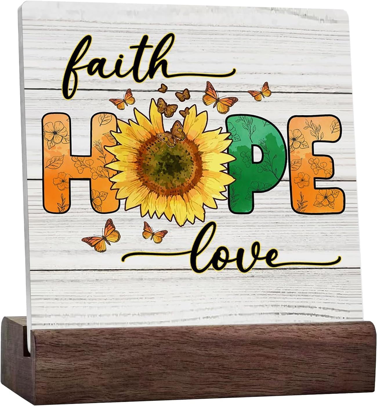 Rustic Inspirational Quote Sunflower Ceramic Table Sign, Farmhouse ...
