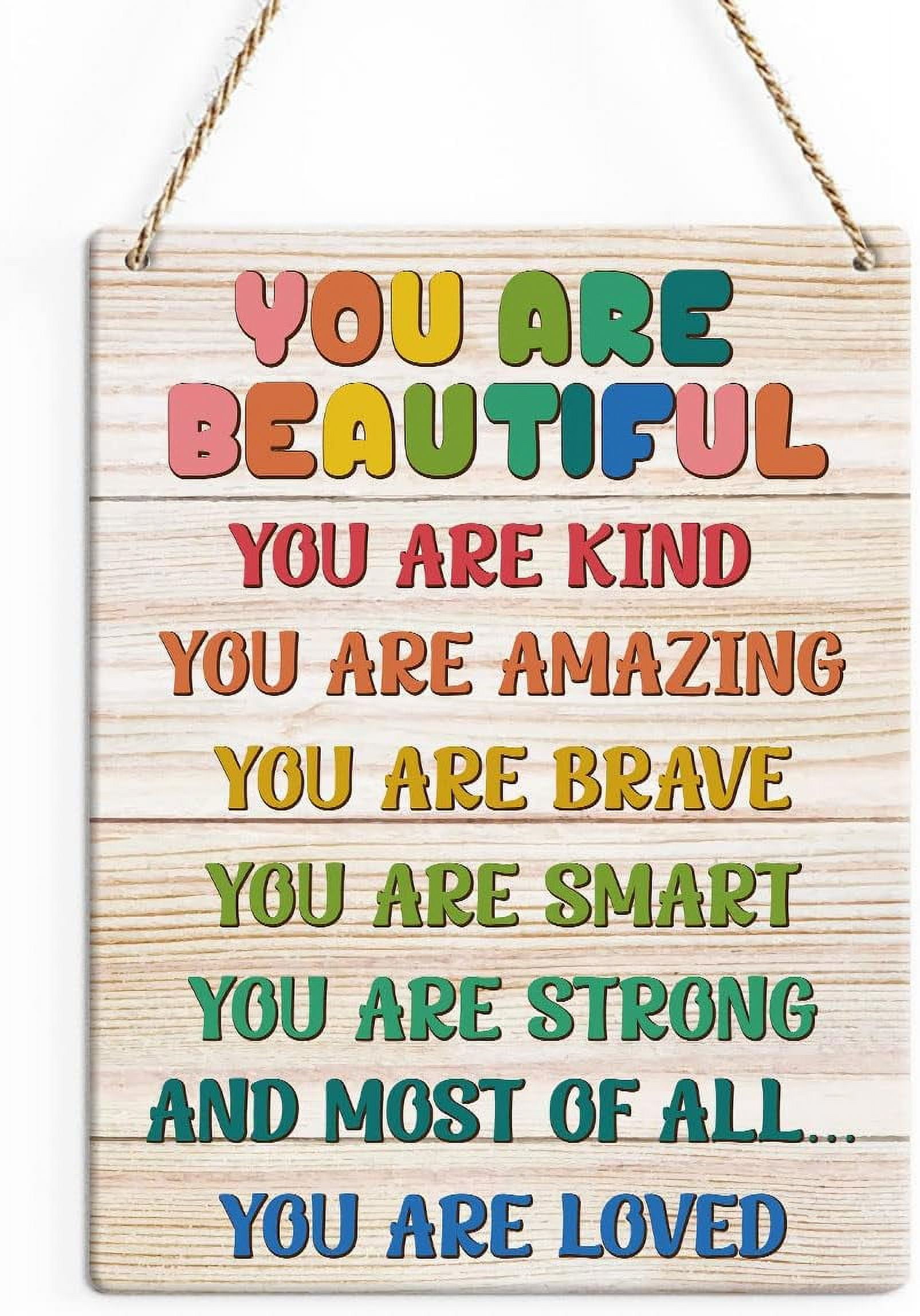 Rustic Inspirational Quote Wood Decor Sign, Colorful You are Beautiful ...