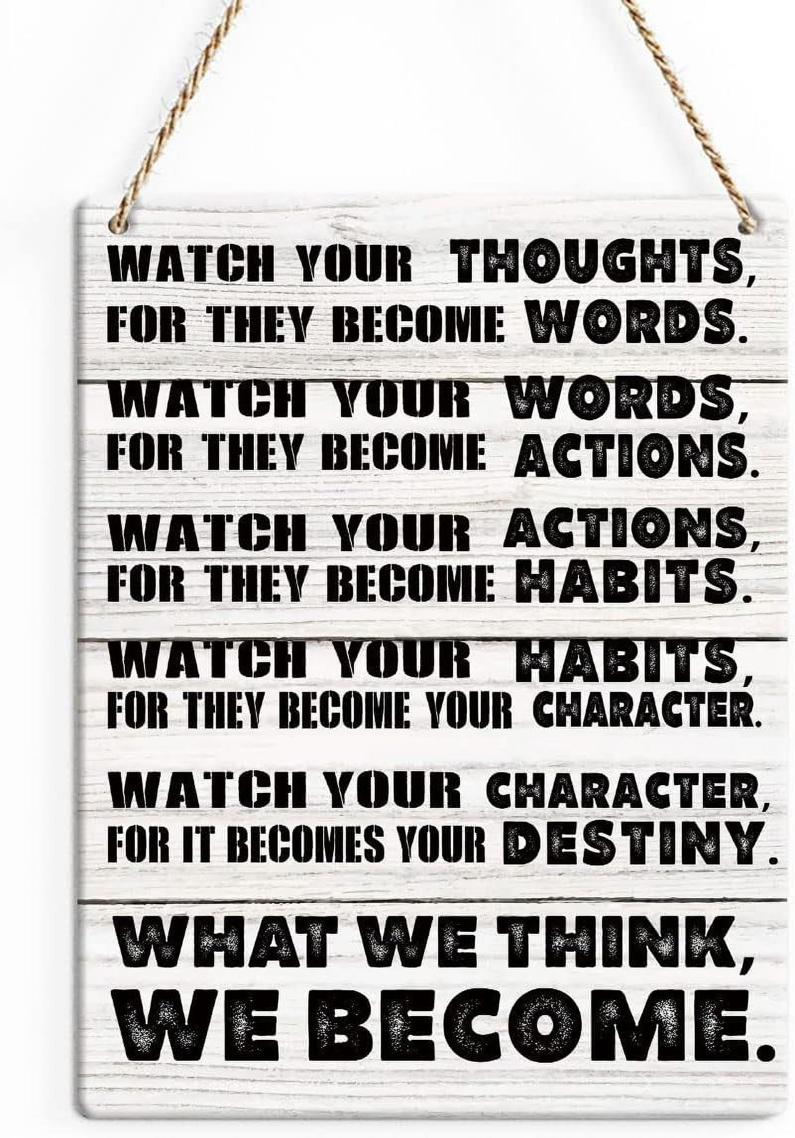 Rustic Inspirational Quote Wood Decor Sign, Watch Your Actions for They ...