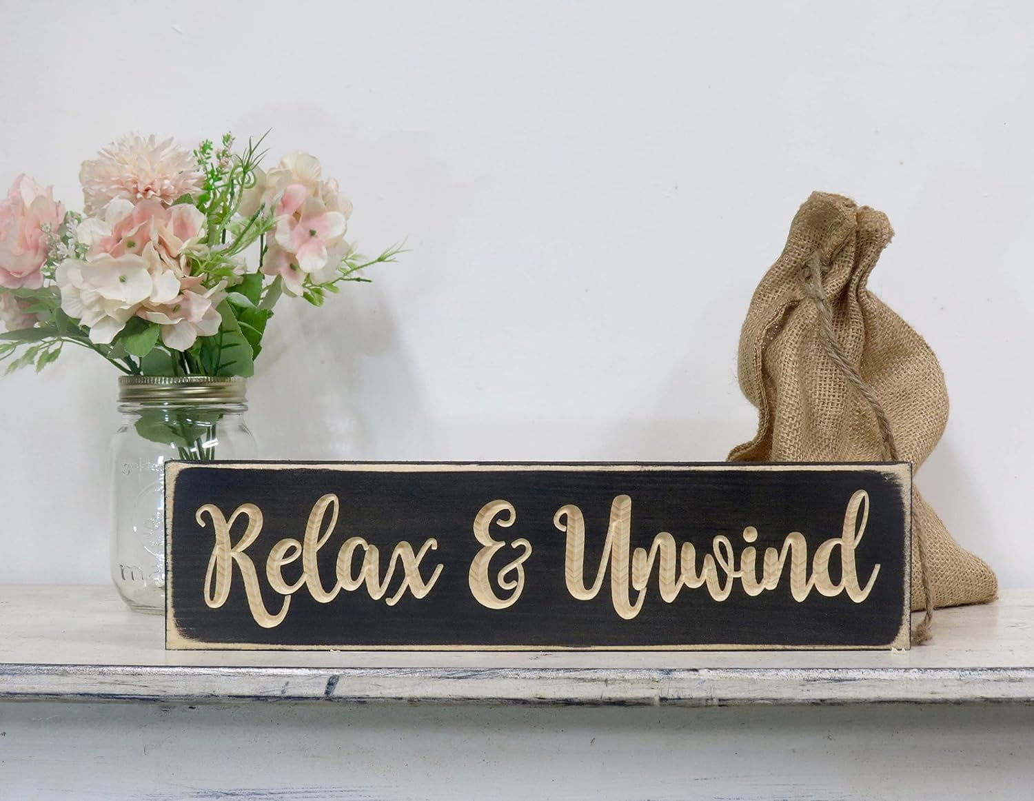 Rustic Inspirational Relax Soak Unwind Sign For Men Women Wall Art