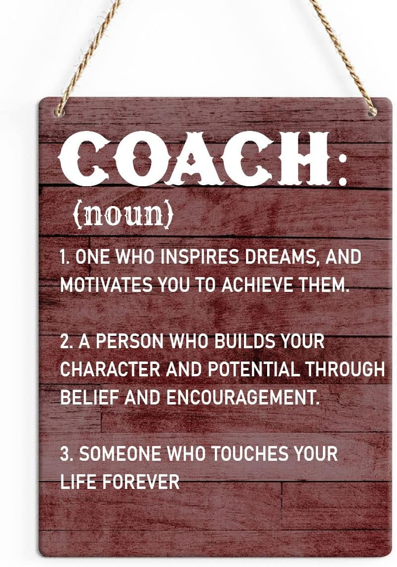 Rustic Inspirational Wood Decor Sign, Coach Definition Printed Wood ...