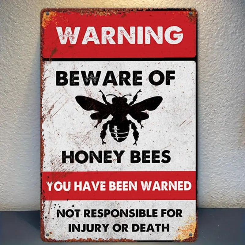 Rustic Iron "Beware of Bees" Warning Tin Metal Signs Home Décor 8x12 ...
