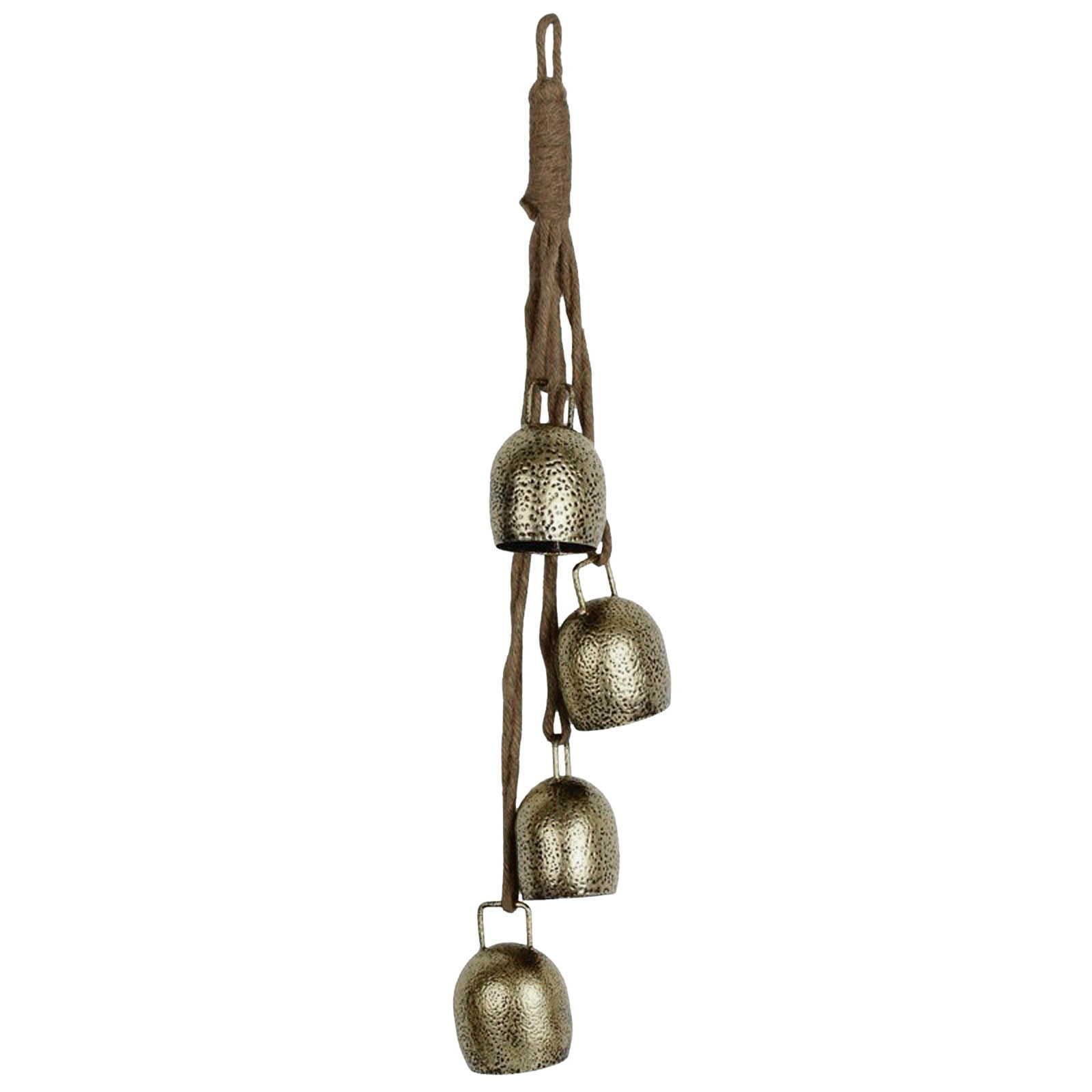 Rustic Iron Vintage Barn Bells, Shabby Chic Metal Wind Chime with Rope ...