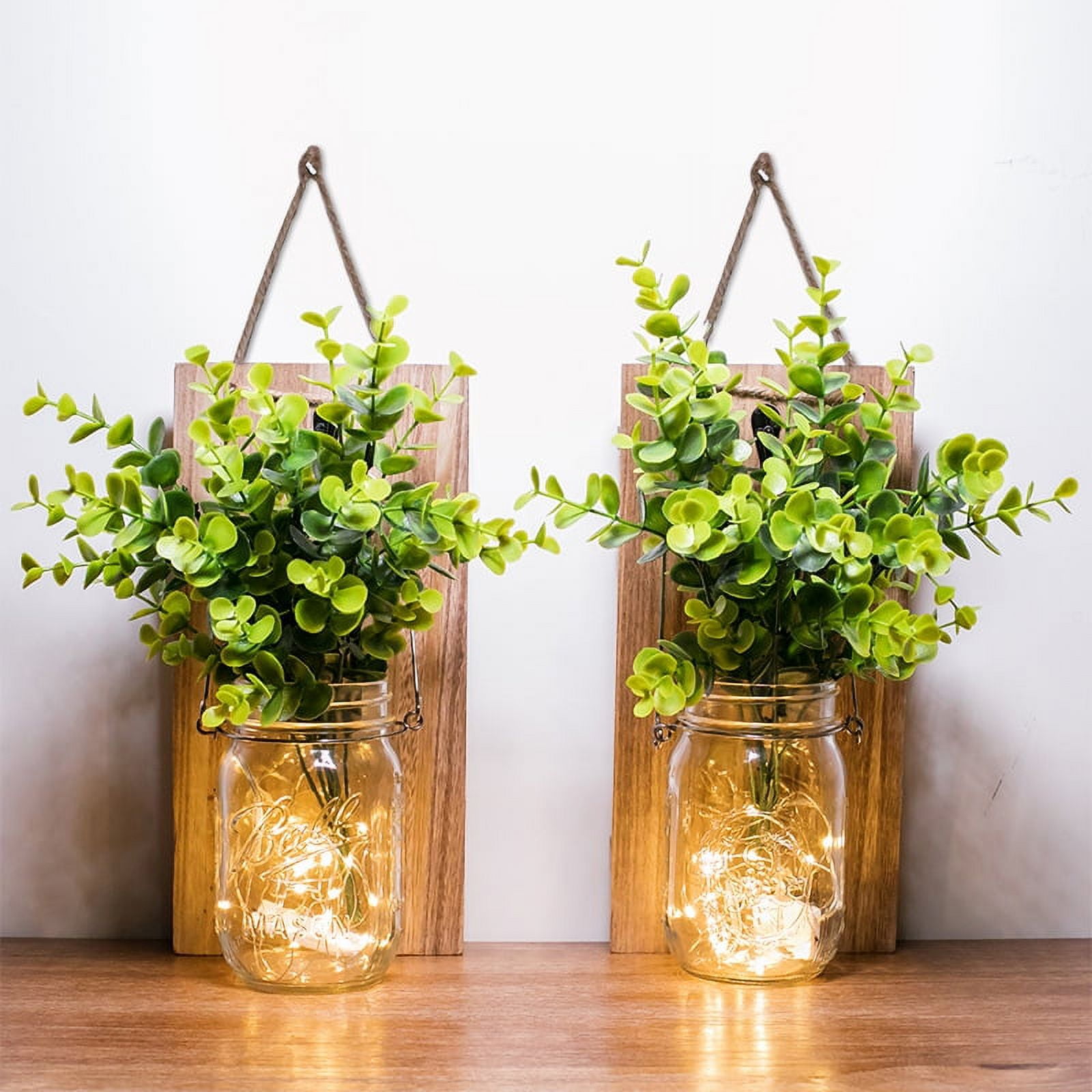 Rustic Jar Wall Decor Sconces - Decorative Home with LED Fairy Strip ...