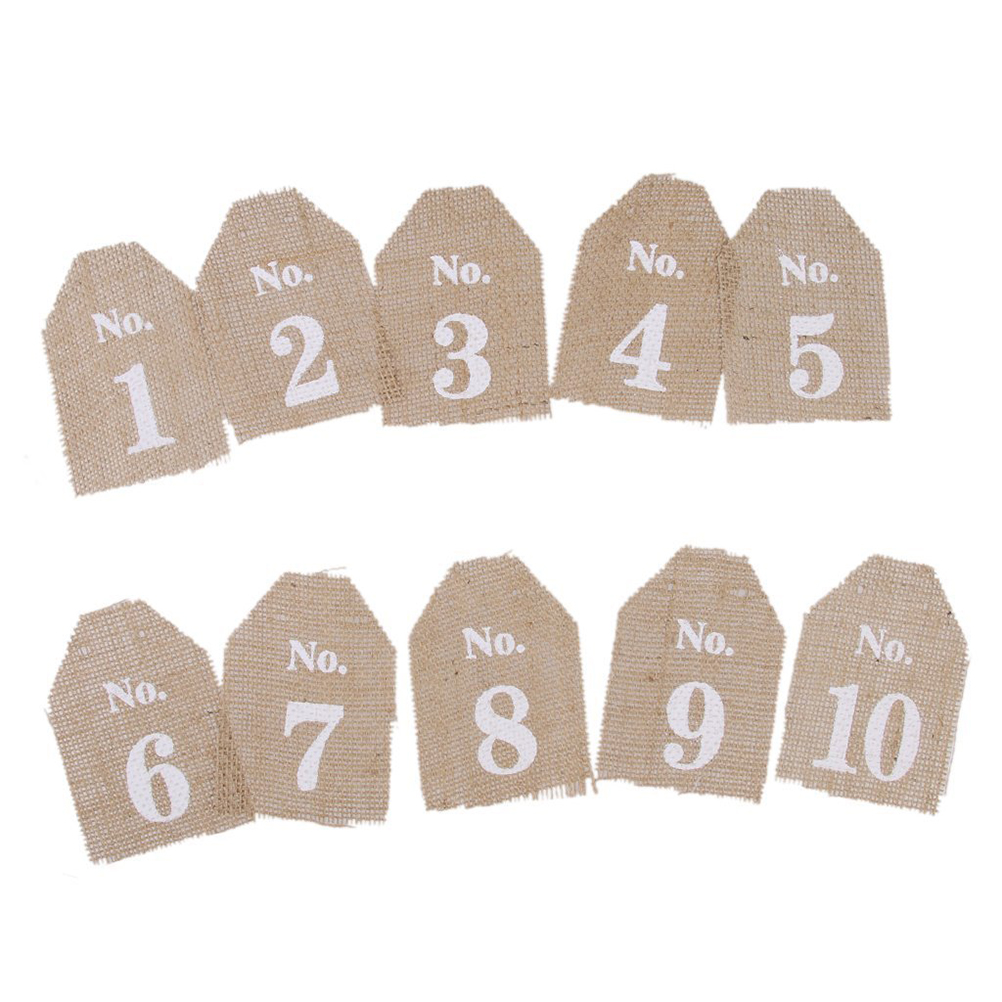 Rustic Jute Vintage Wedding Table Numbers 1-10 Hessian Burlap Banner ...
