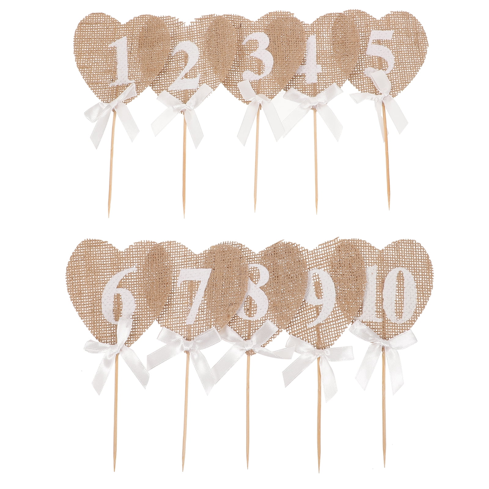 Rustic Jute Vintage Wedding Table Numbers 1-10 Hessian Burlap Heart ...