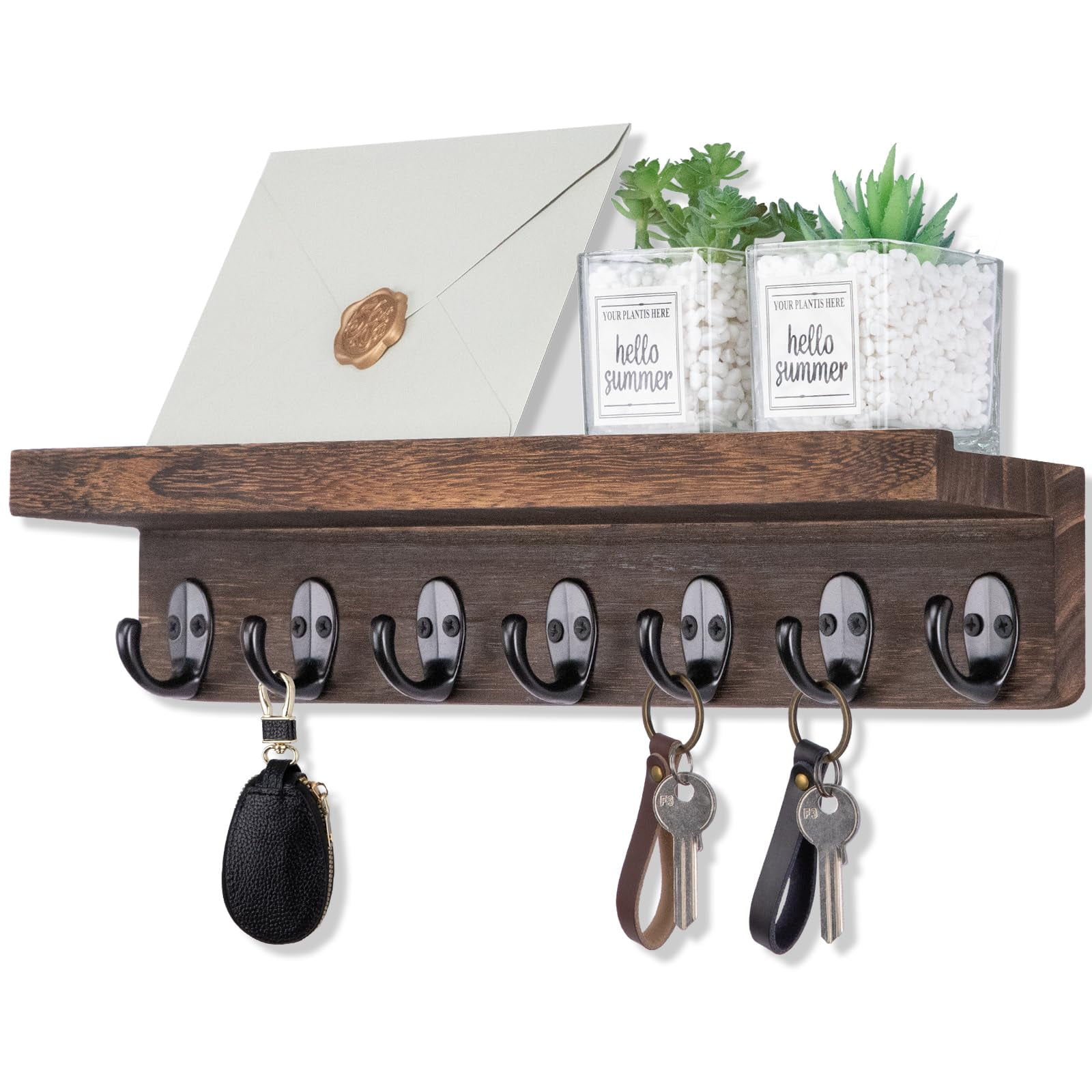 Rustic Key Holder for Wall Home Decor Wooden Key Holder with Display ...
