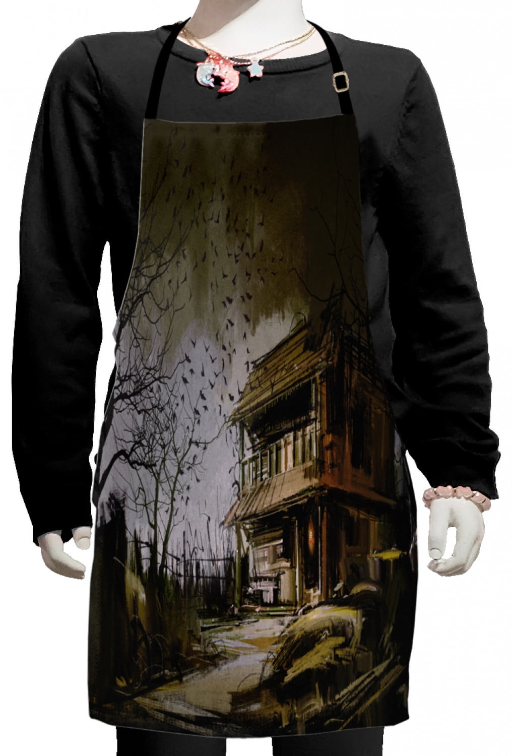 Rustic Kids Apron, Old Haunted Abandoned Wood House at the Dark Night ...