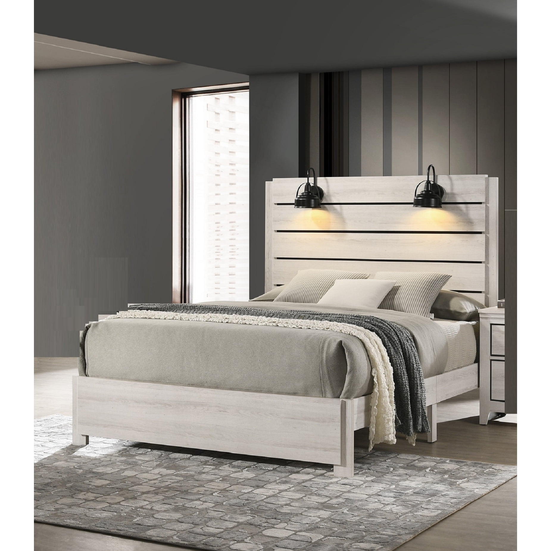 Rustic King Bed With Slats And Low Profile - Cozy Bedroom Option Style ...