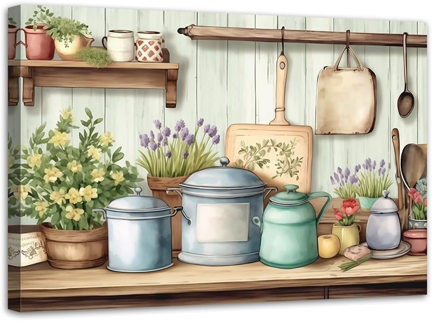 Rustic Kitchen Canvas Wall Art Farmhouse Kitchen Pictures Country ...