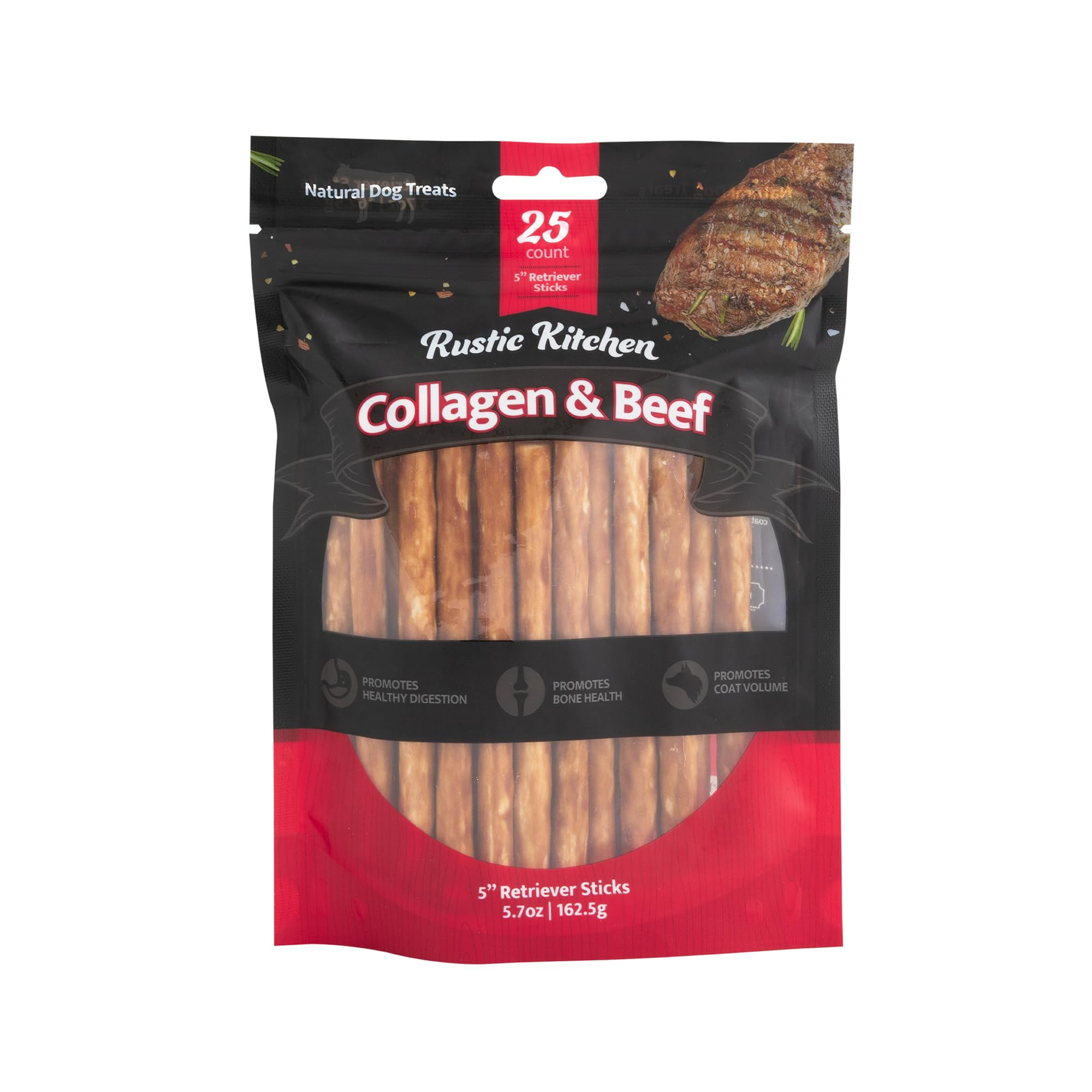 Rustic Kitchen Collagen Chews Retriever Sticks Beef Flavored 0.6cm 25ct ...