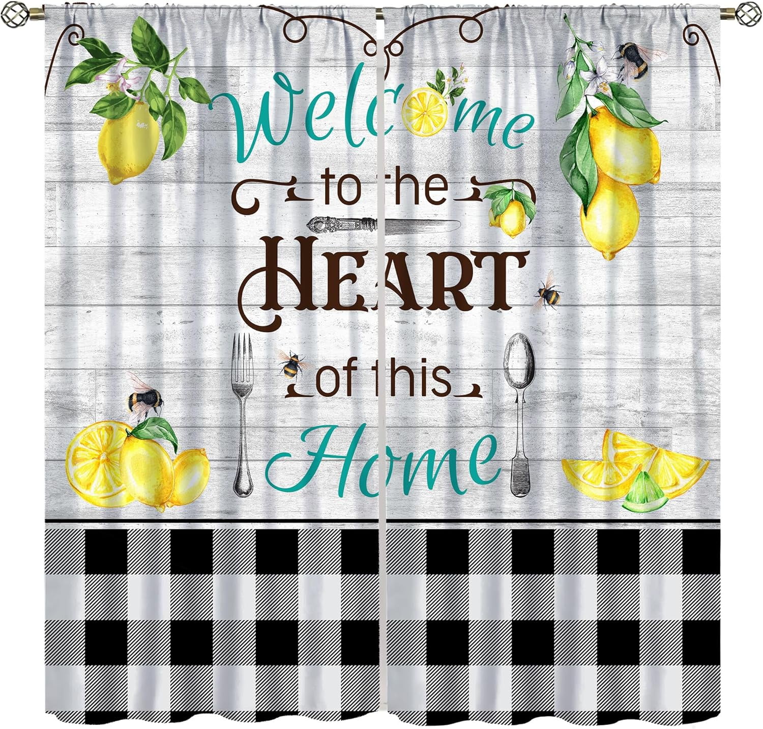 Rustic Kitchen Curtains Country Vintage Farmhous Fork Knife Spoon ...