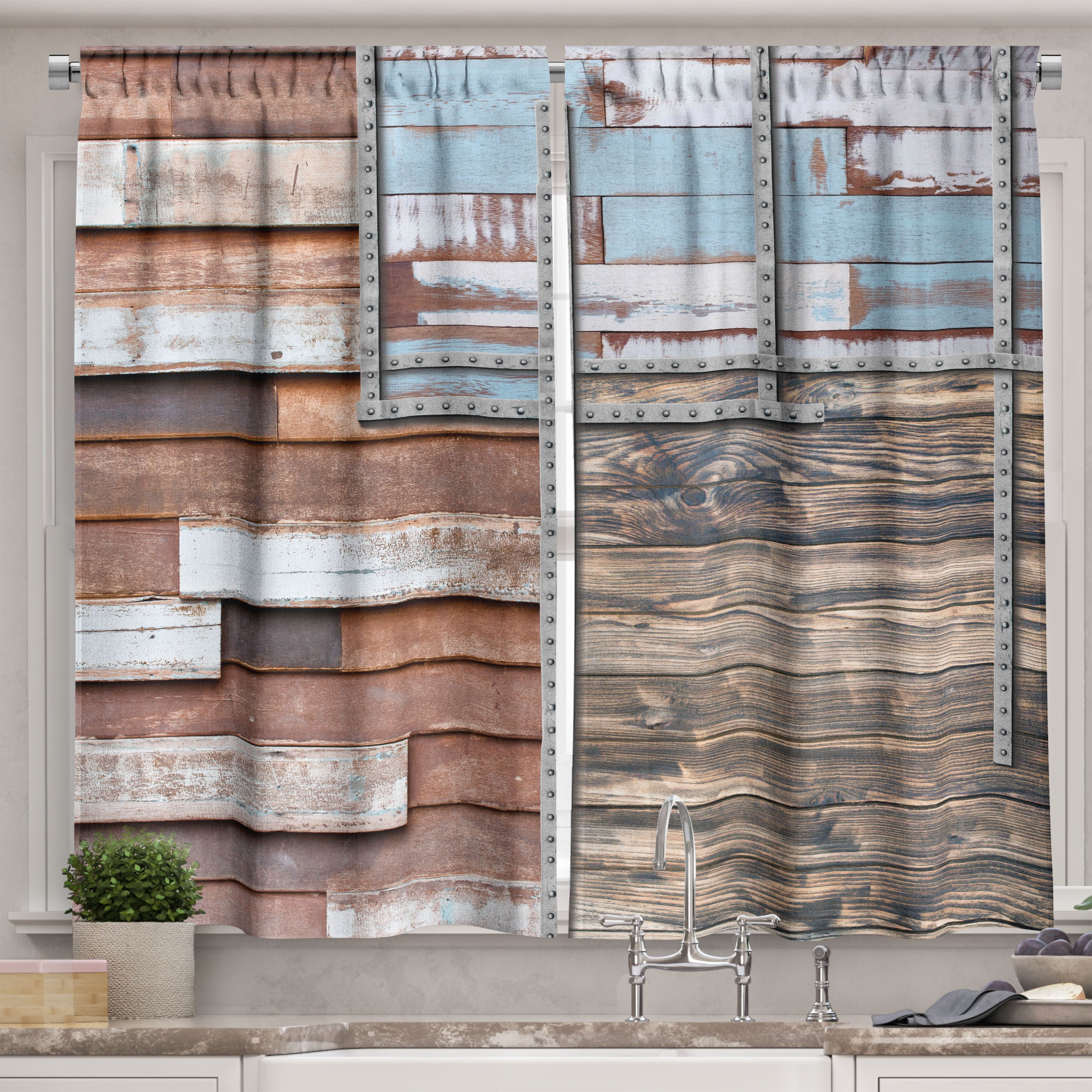 Rustic Kitchen Curtains, Modern and Old Mixture Harmony Rusty Design ...