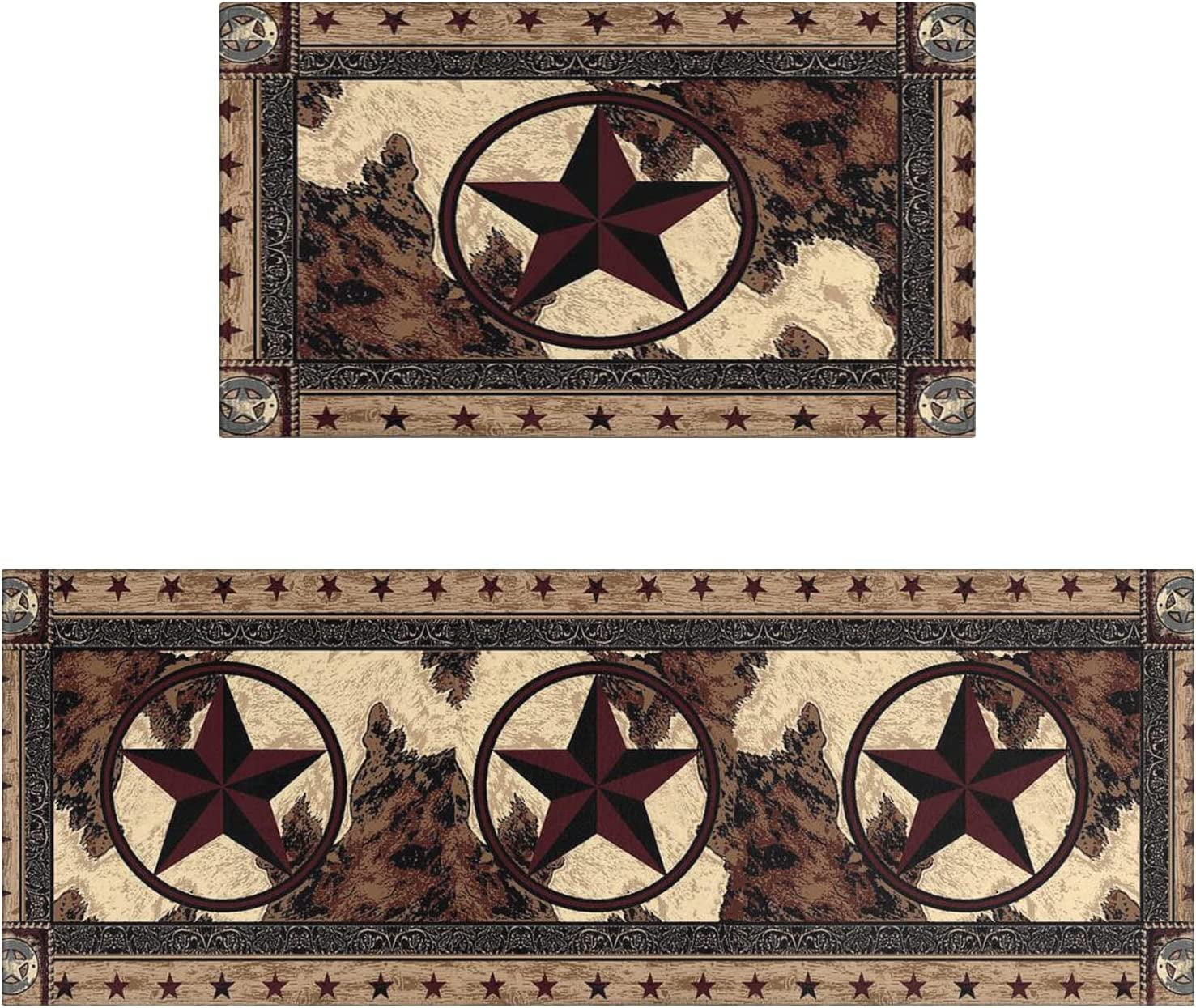 Rustic Kitchen Rugs and Mats Sets of 2,Western Texas Star Kitchen ...