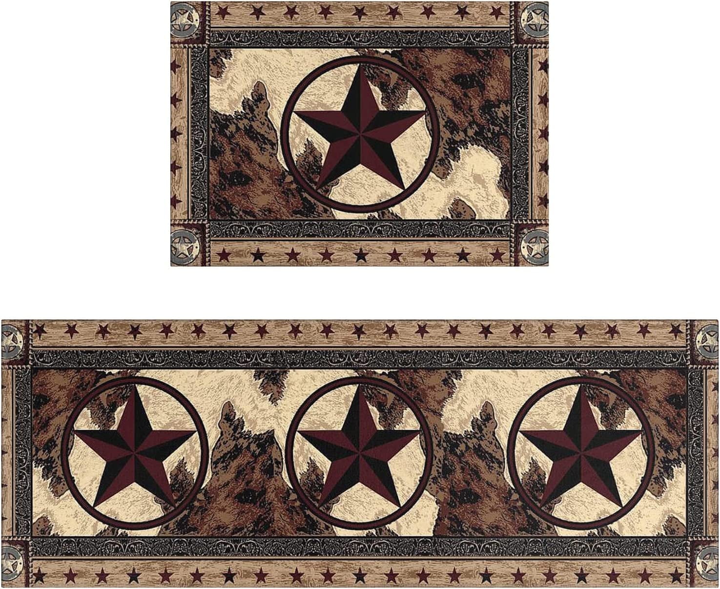 Rustic Kitchen Rugs and Mats Sets of 2,Western Texas Star Kitchen ...