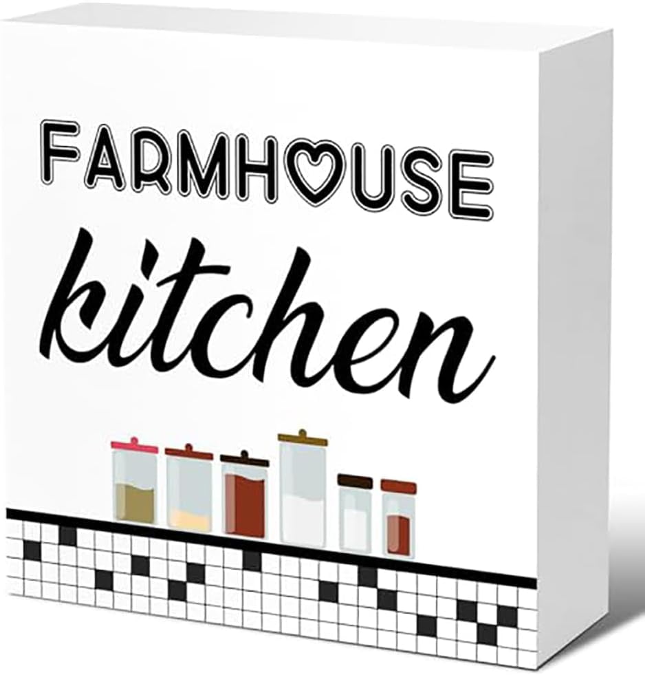 Rustic Kitchen Sign Decor Farmhouse Kitchen Wood Block Signs Farmhouse ...