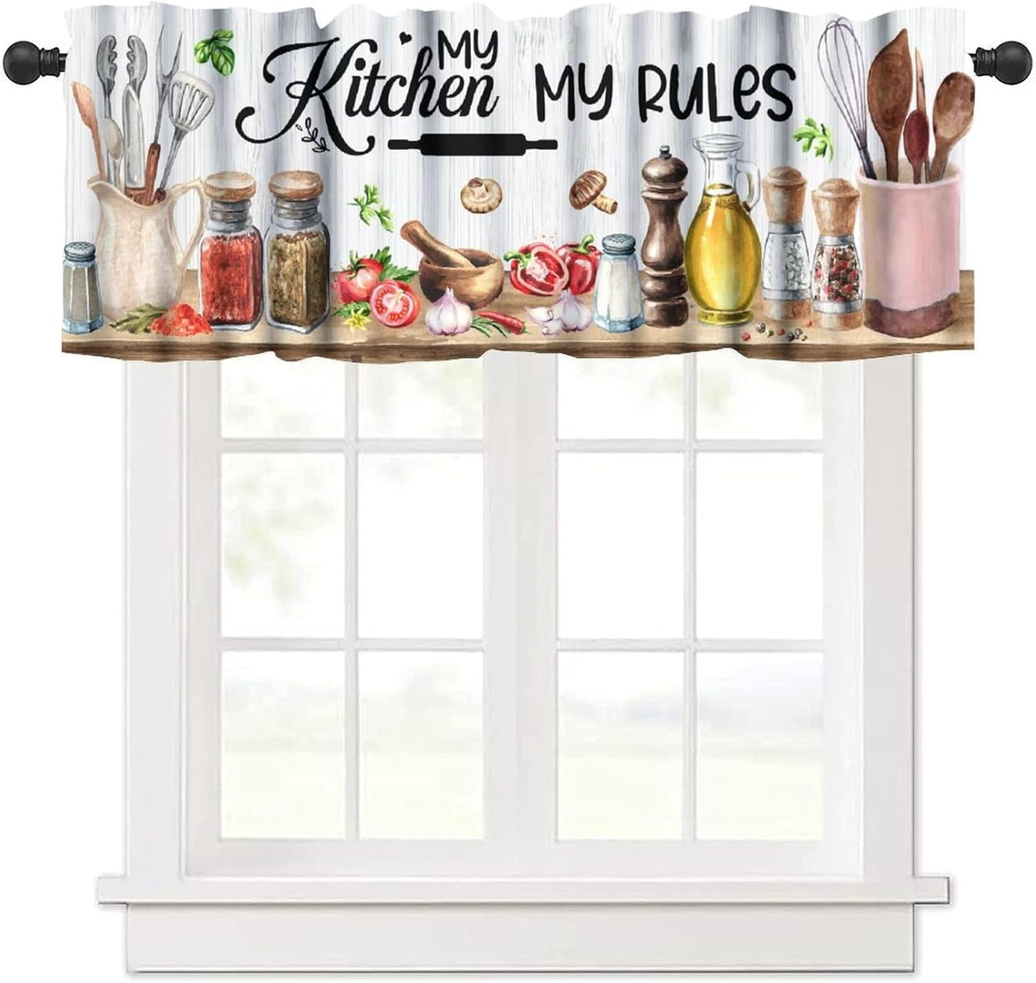 Rustic Kitchen Valance Curtain, Vintage Farmhouse Country Fresh ...