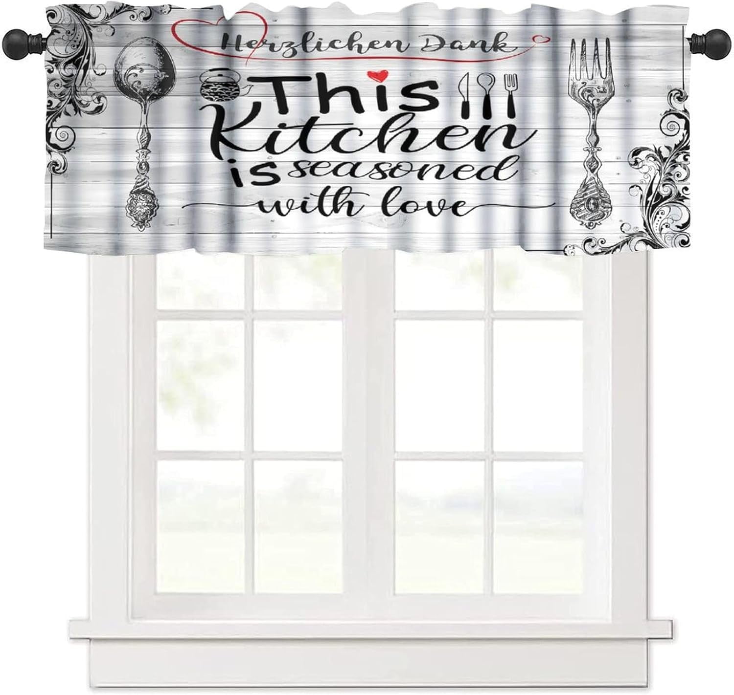 Rustic Kitchen Valances,Farmhouse Country Short Small Barn Fork Spoon ...