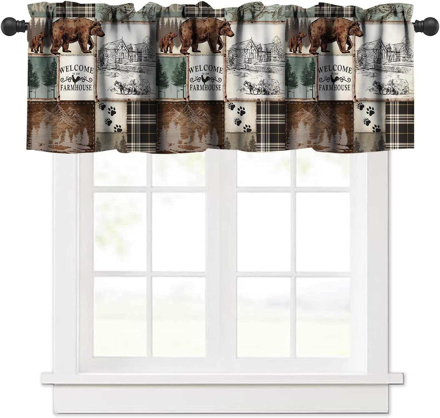 Rustic Kitchen Valances for Windows,Country Animal Deer Moose Bear ...