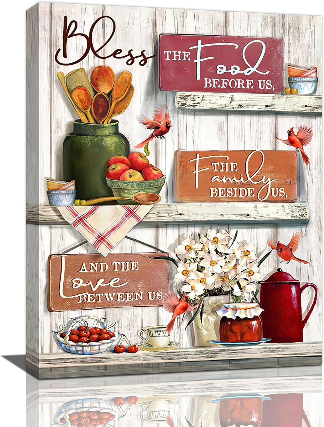Rustic Kitchen Wall Art Farmhouse Bless Kettle Canvas Prints Painting ...
