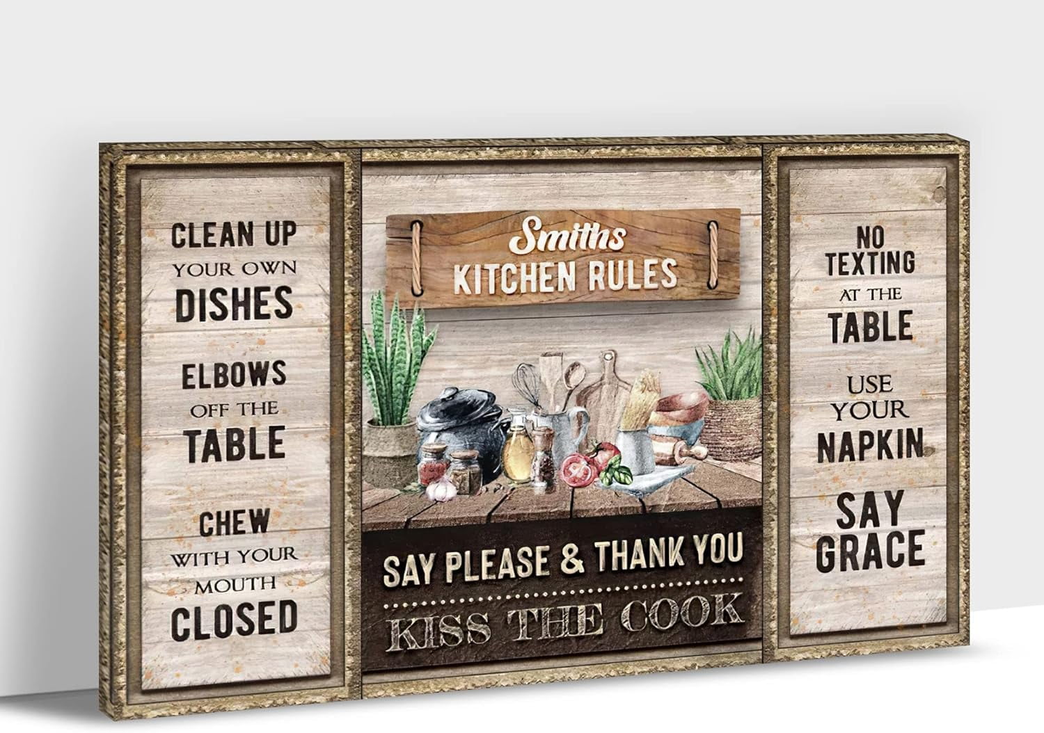 Rustic Kitchen Wall Art - Farmhouse Canvas Art Kitchenware Picture for Dining Room Wall Decor ...