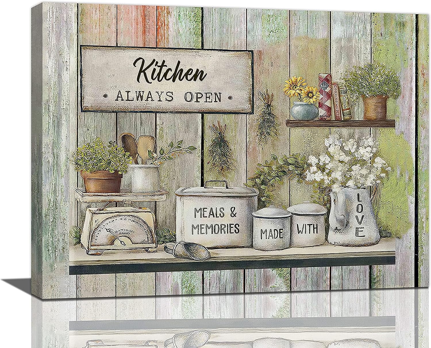 Rustic Kitchen Wall Art Farmhouse Kitchen Pictures Wall Decor Tableware ...