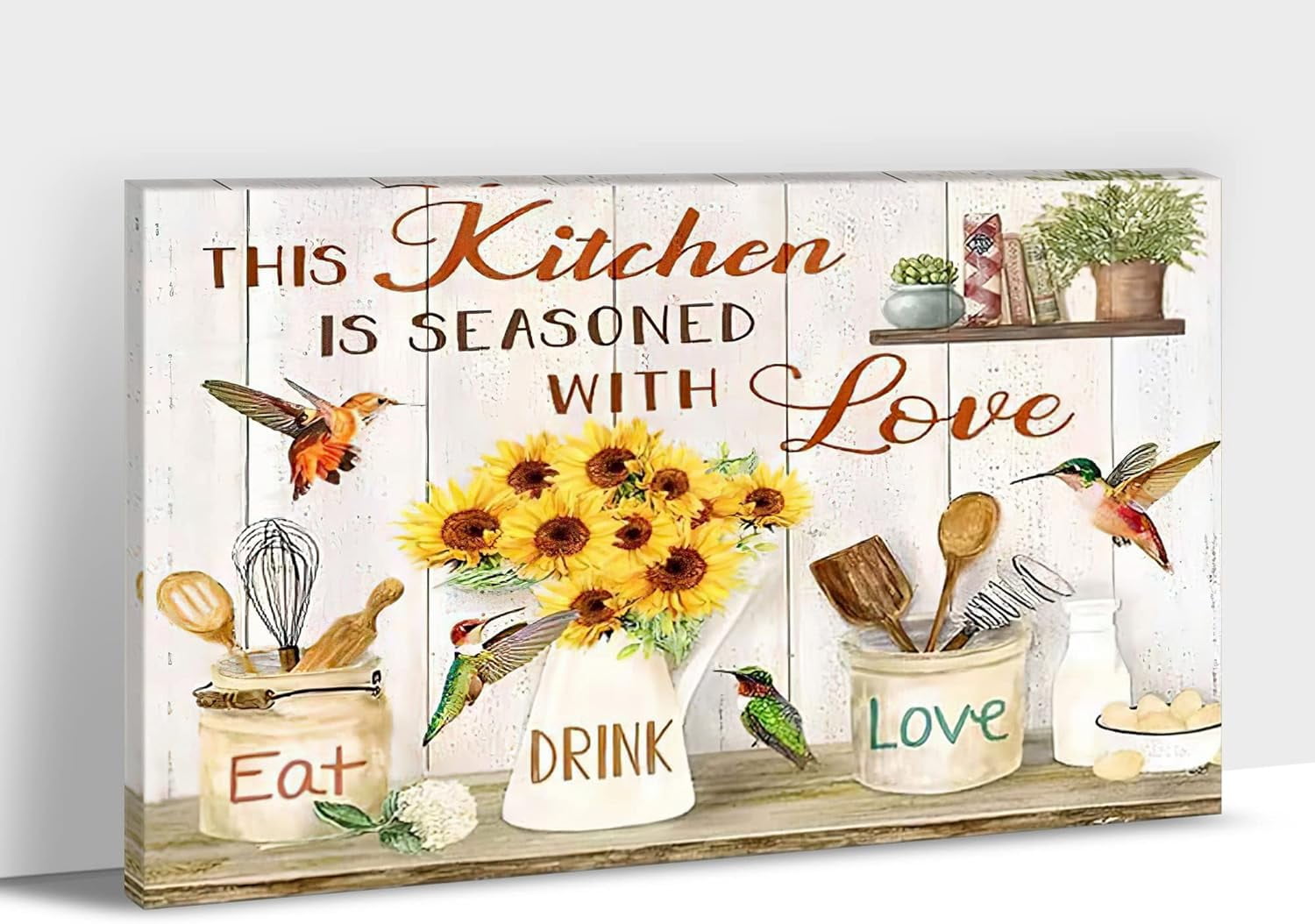 Rustic Kitchen Wall Art - Kitchen Tableware Pictures for Farmhouse Dining Room Wall Decor ...