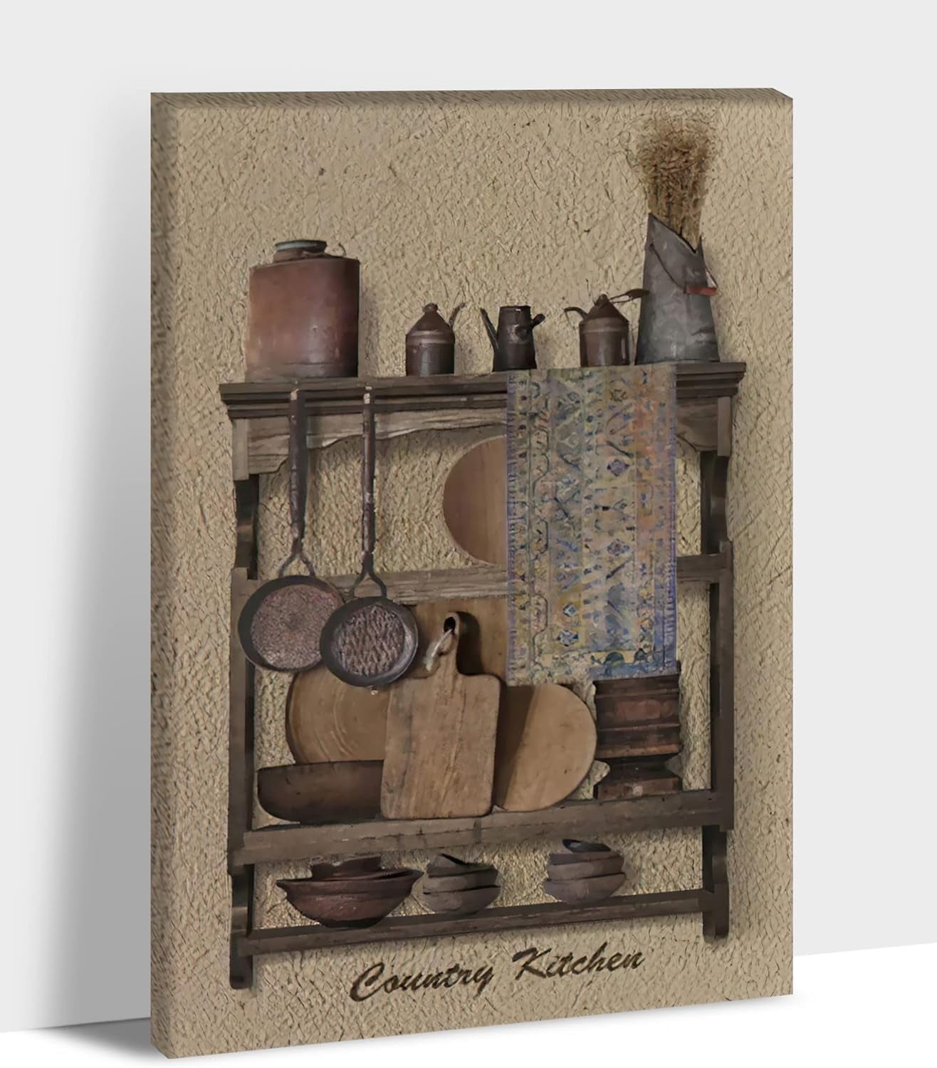 Rustic Kitchen Wall Art - Kitchenware Pictures for Farmhouse Dining Room Wall Decor, Antique ...