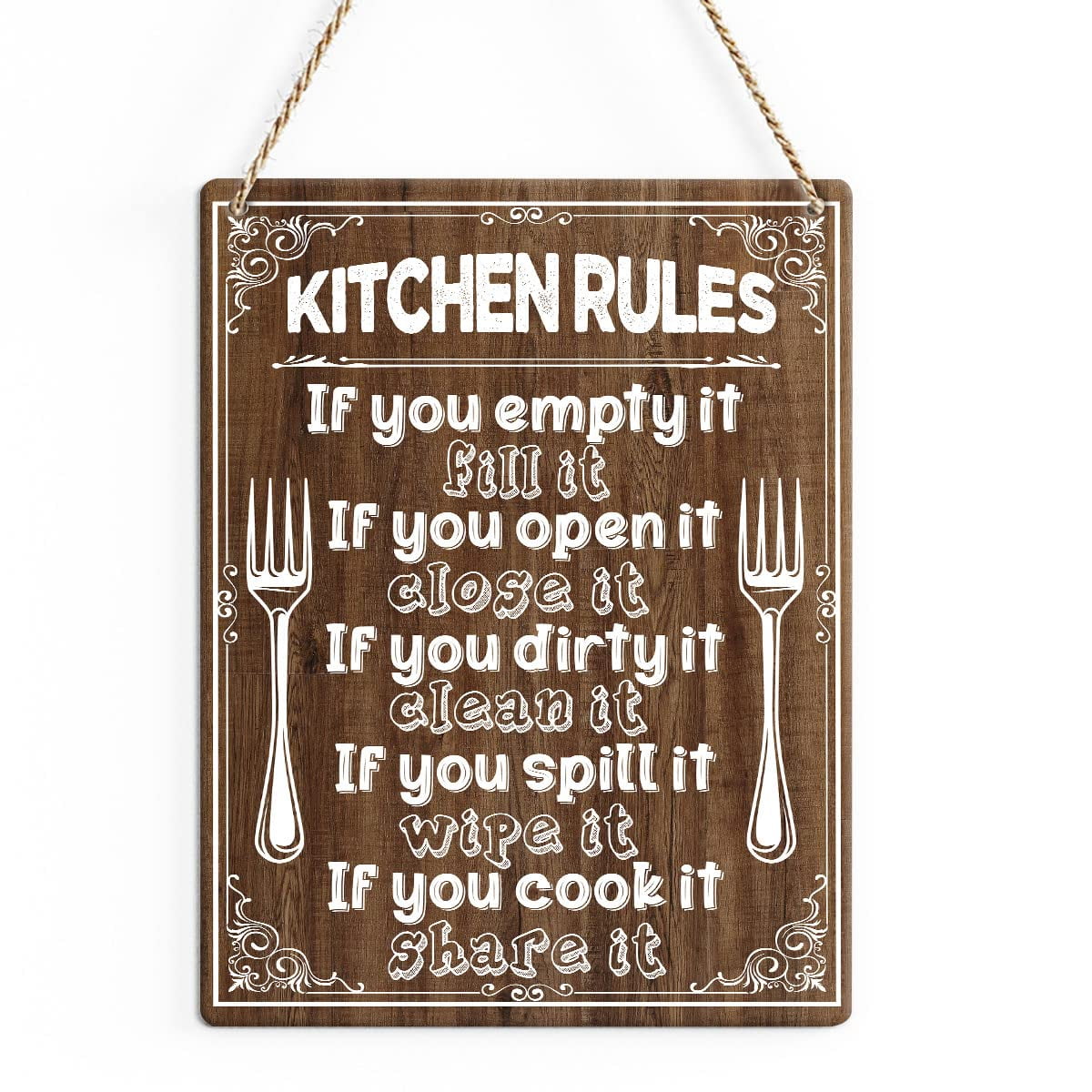 Rustic Kitchen Wood Decor EC36 Sign, Kitchen Rules If You Empty It Fill ...