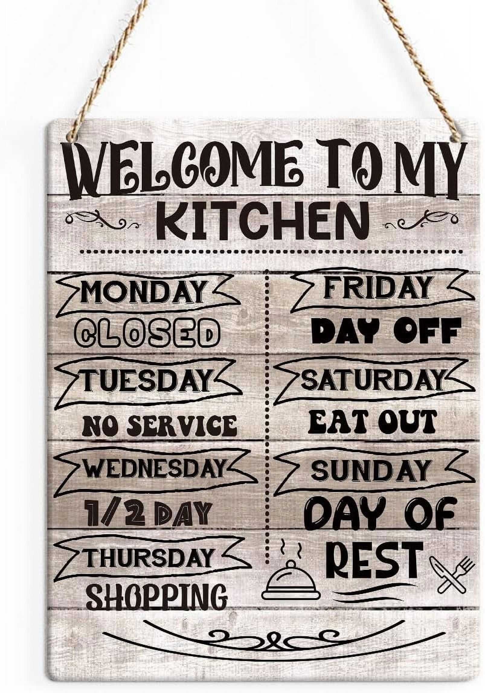 Rustic Kitchen Wood Decor Sign, Welcome to My Kitchen Printed Wood Sign ...