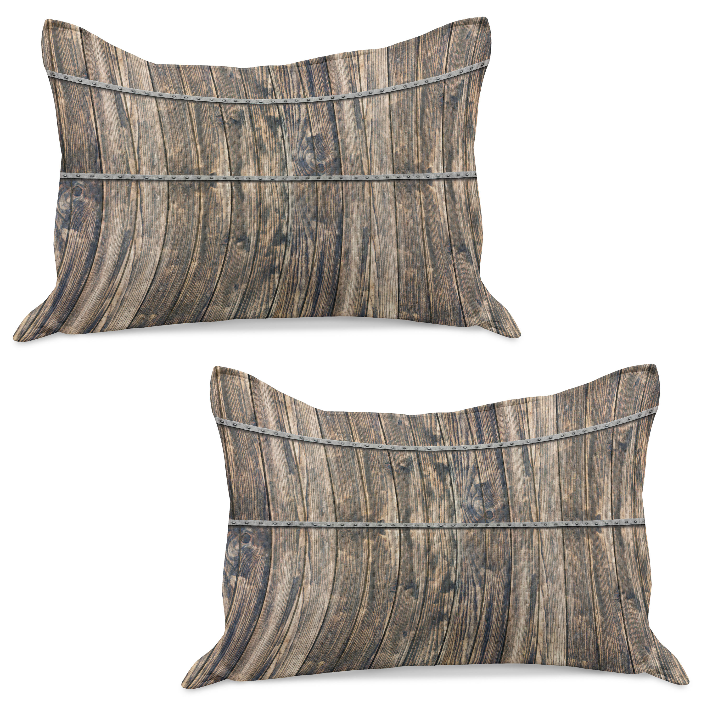 Rustic Knitted Quilt Pillowcover Set of 2, Image of Wooden Planks with ...