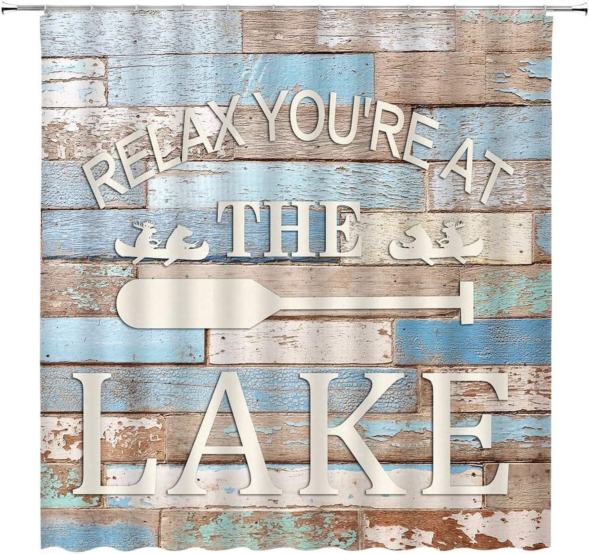 Rustic Lake Cabin Shower Curtain Relax Inspirational Quotes Motivation ...