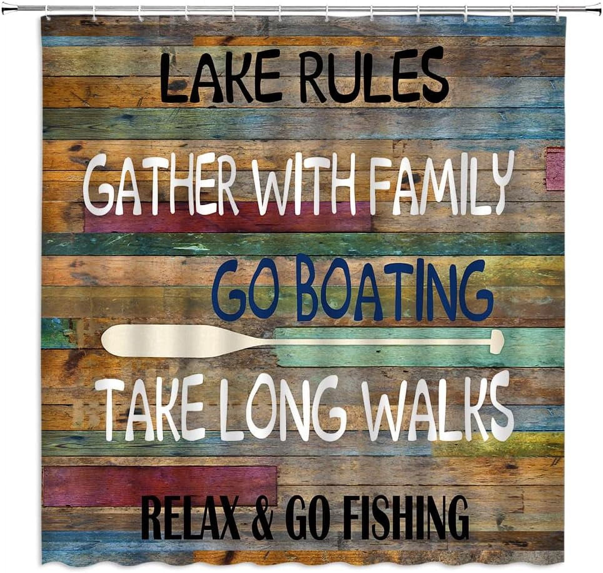 Rustic Lake Cabin Shower Curtain Relax Inspirational Quotes Motivation ...