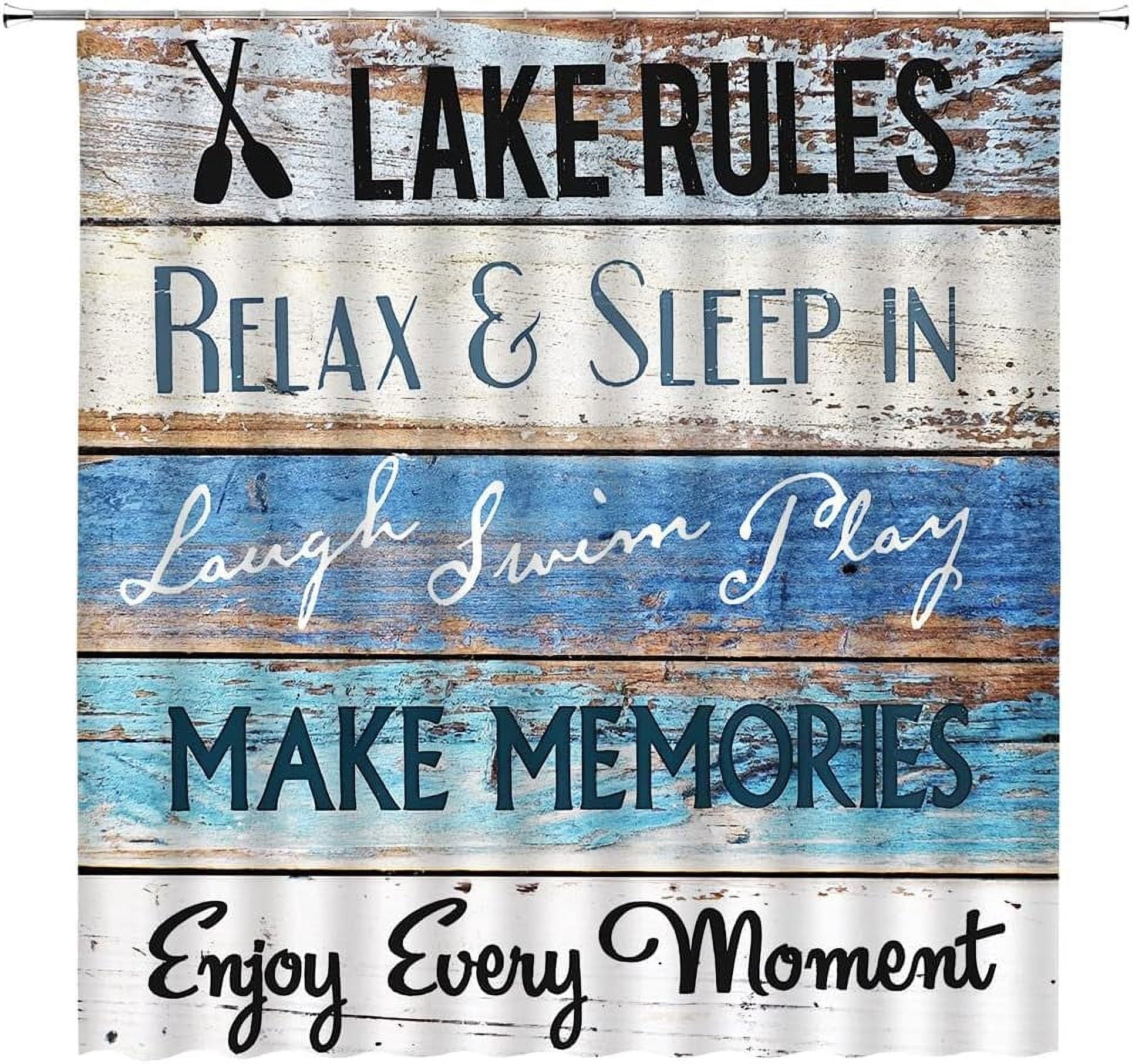 Rustic Lake Cabin Shower Curtain Relax Inspirational Quotes Motivation ...