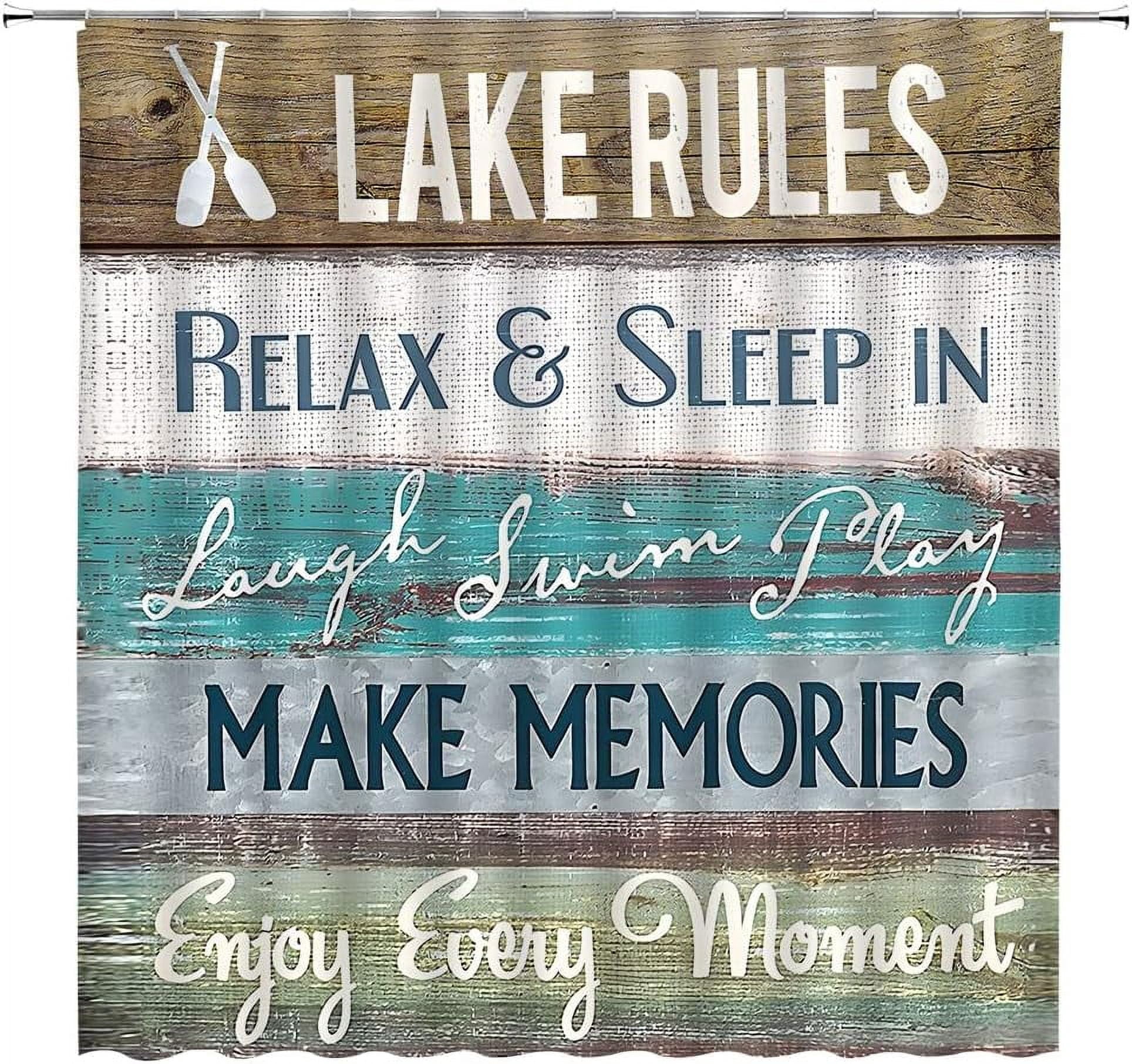 Rustic Lake Cabin Shower Curtain Relax Inspirational Quotes Motivation ...